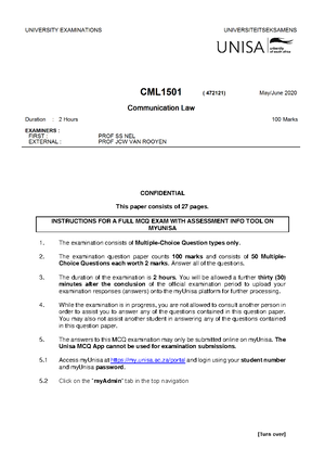 CML EXAM - UNIVERSITY EXAMINATIONS May/June 2023 CML Communication Law ...