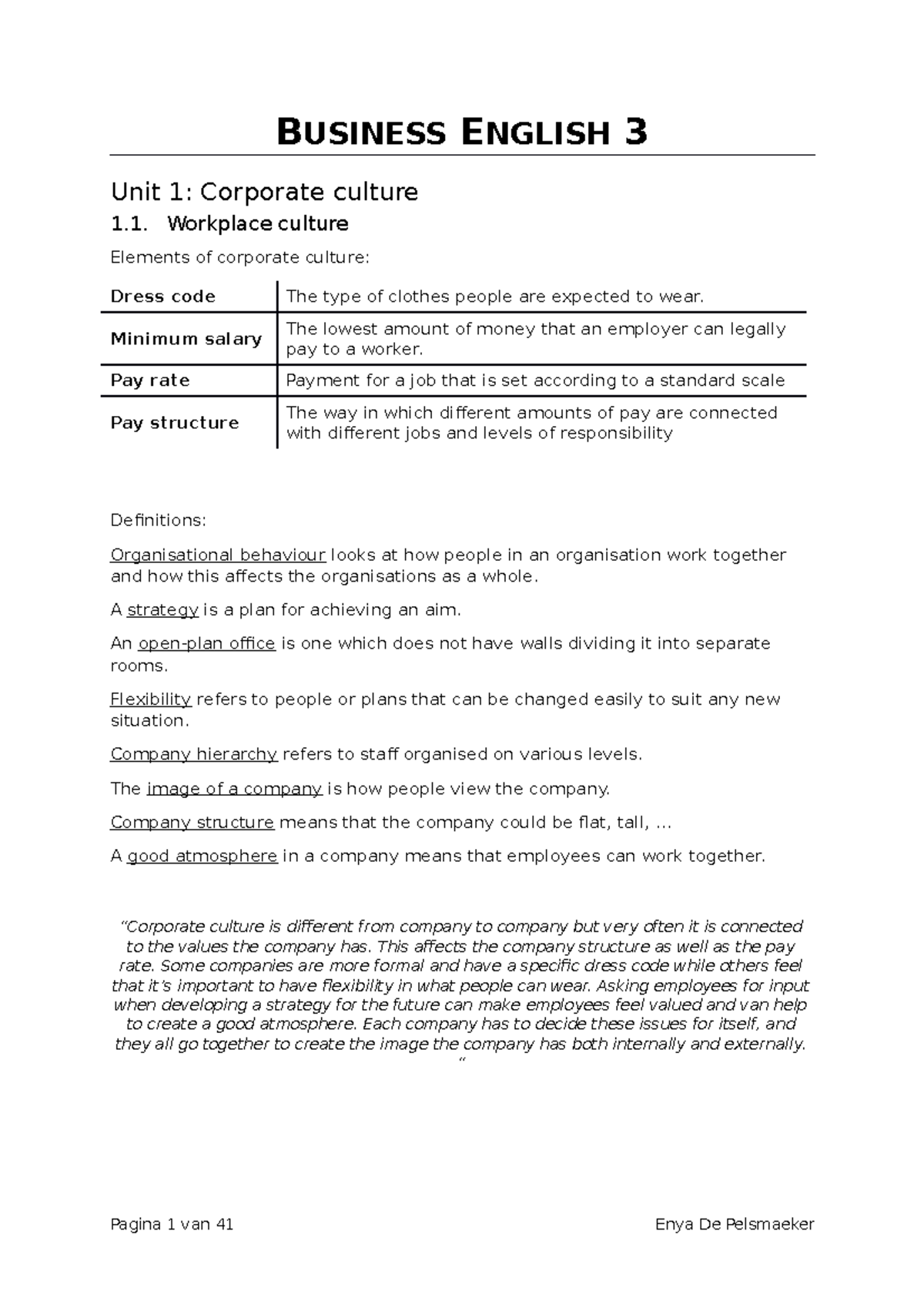 Business English 3 sv - Samenvatting volledige leerstof - BUSINESS ...