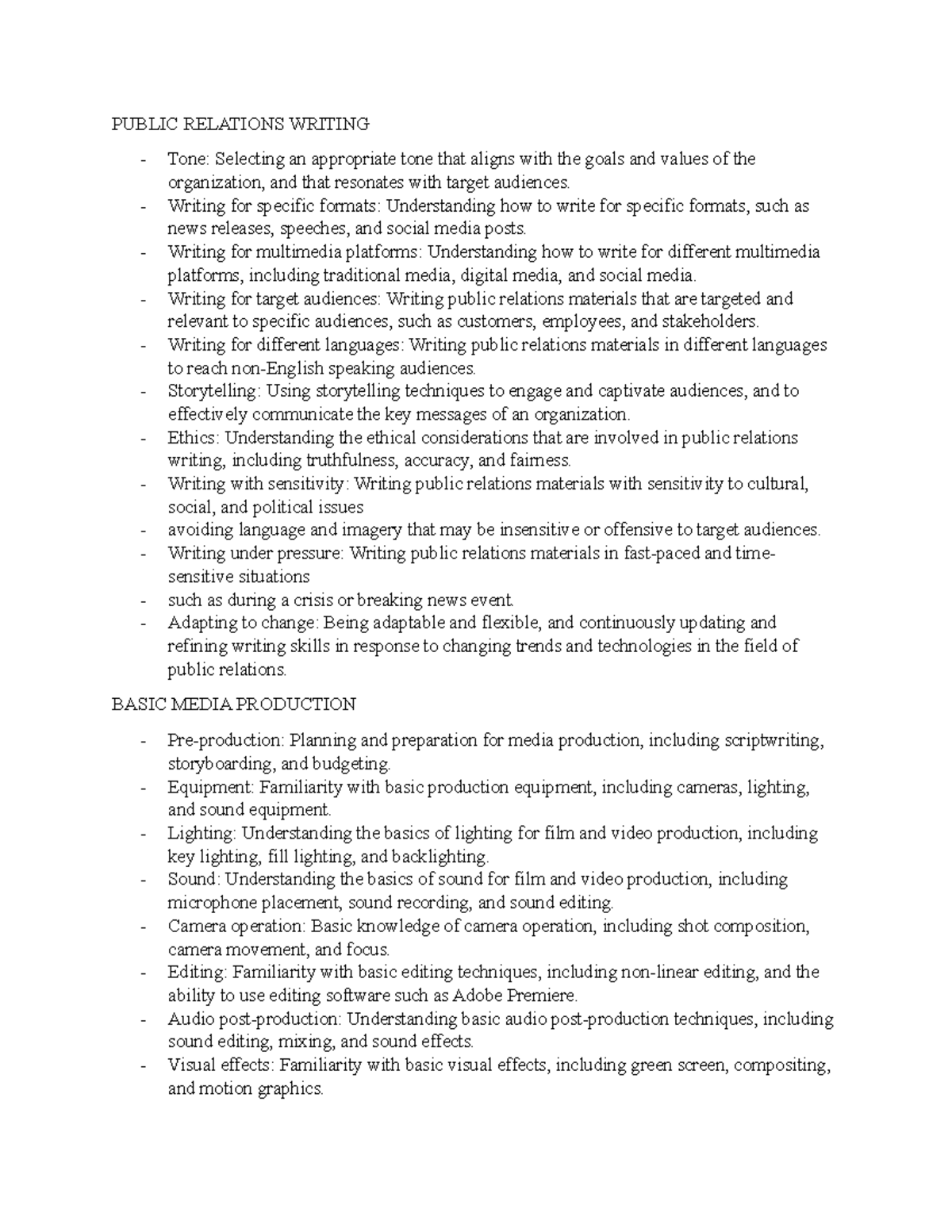 Journalistic notes 7 ECC - PUBLIC RELATIONS WRITING Tone: Selecting an ...