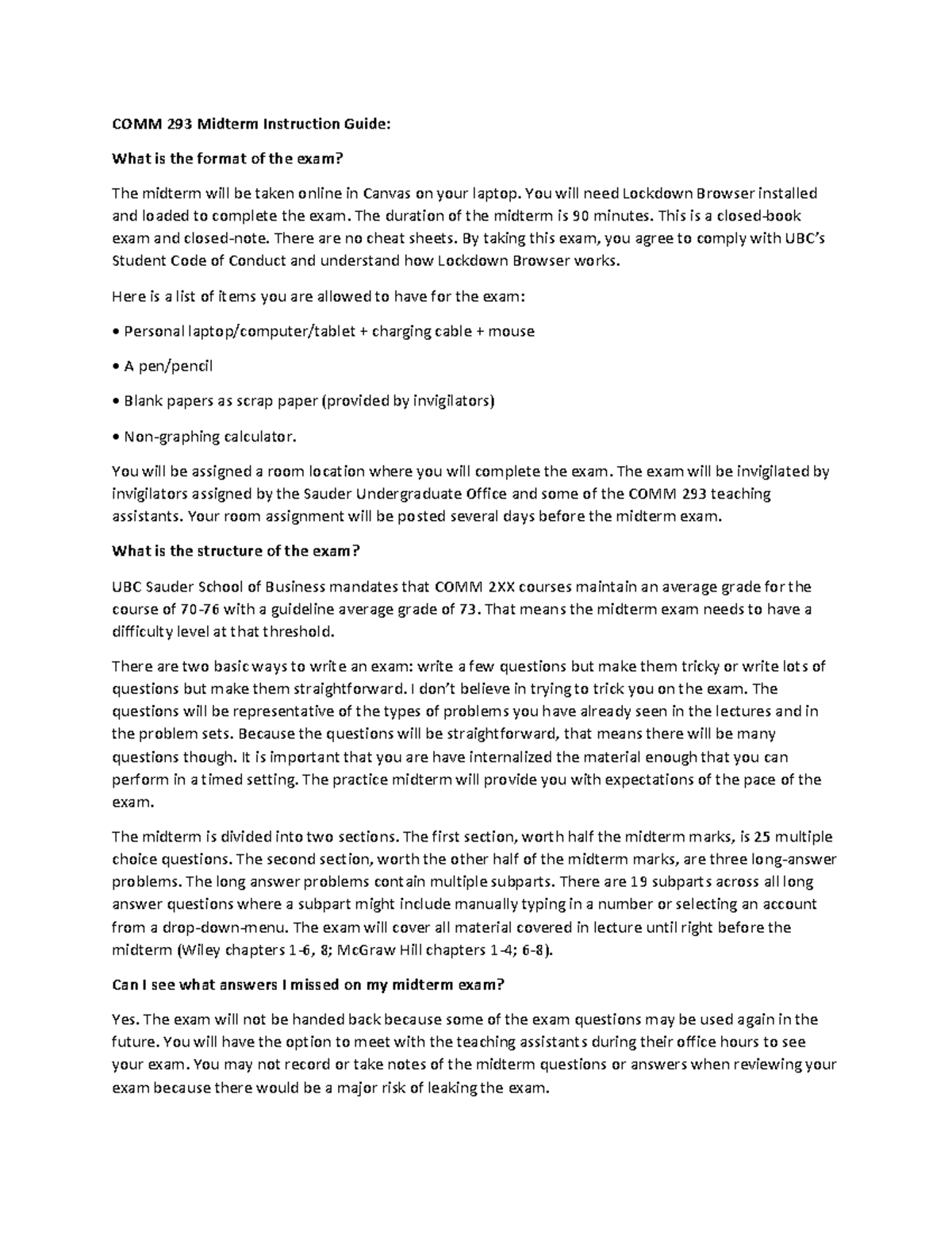 Midterm Instruction Guide - Read First - COMM 293 Midterm Instruction Guide: What is the format ...