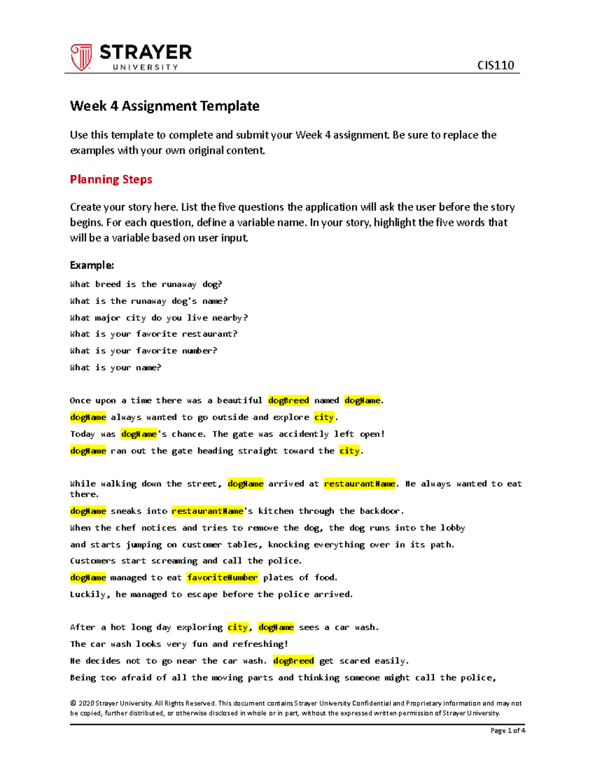 Cf CIS110 week 4 assignment template - Week 4 Assignment Template Use ...