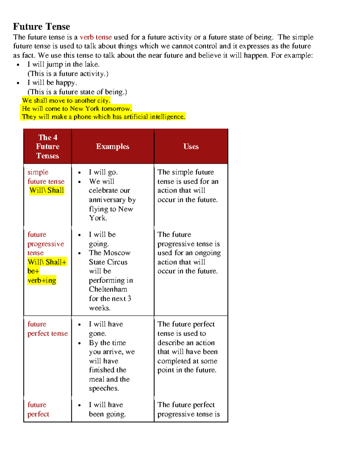 Future Tense - Add skill - Future Tense The future tense is a verb ...