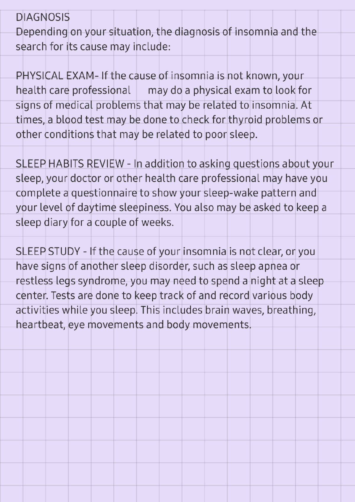 Diagnosis Insomnia 240703 105527 - DIAGNOSIS Depending on your ...