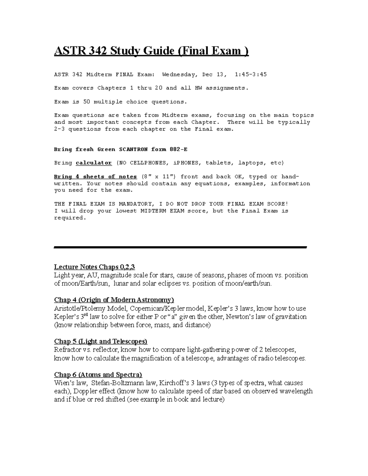 Study Guide Final Exam - Exam is 50 multiple choice questions. Exam ...