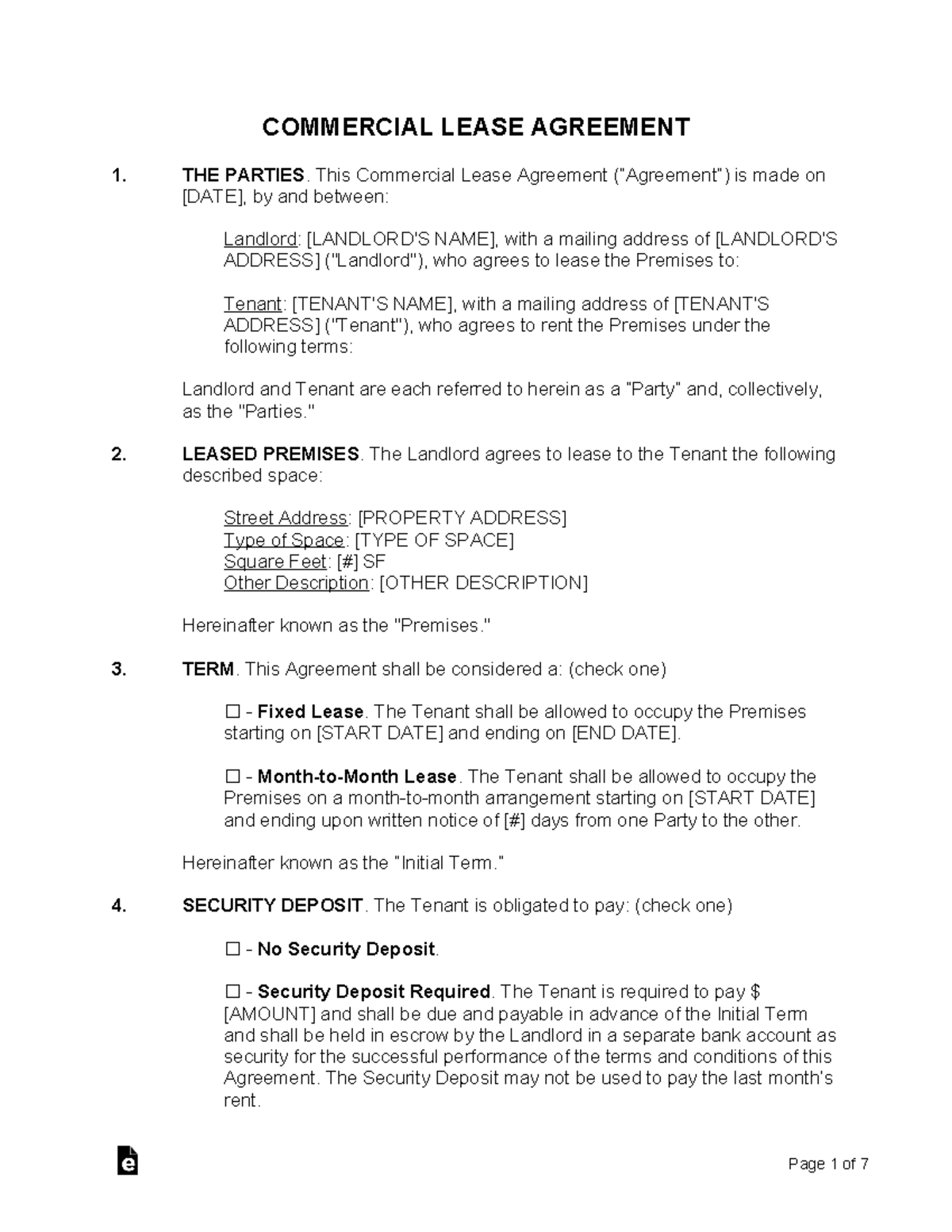 Commercial-Lease-Agreement - COMMERCIAL LEASE AGREEMENT THE PARTIES ...