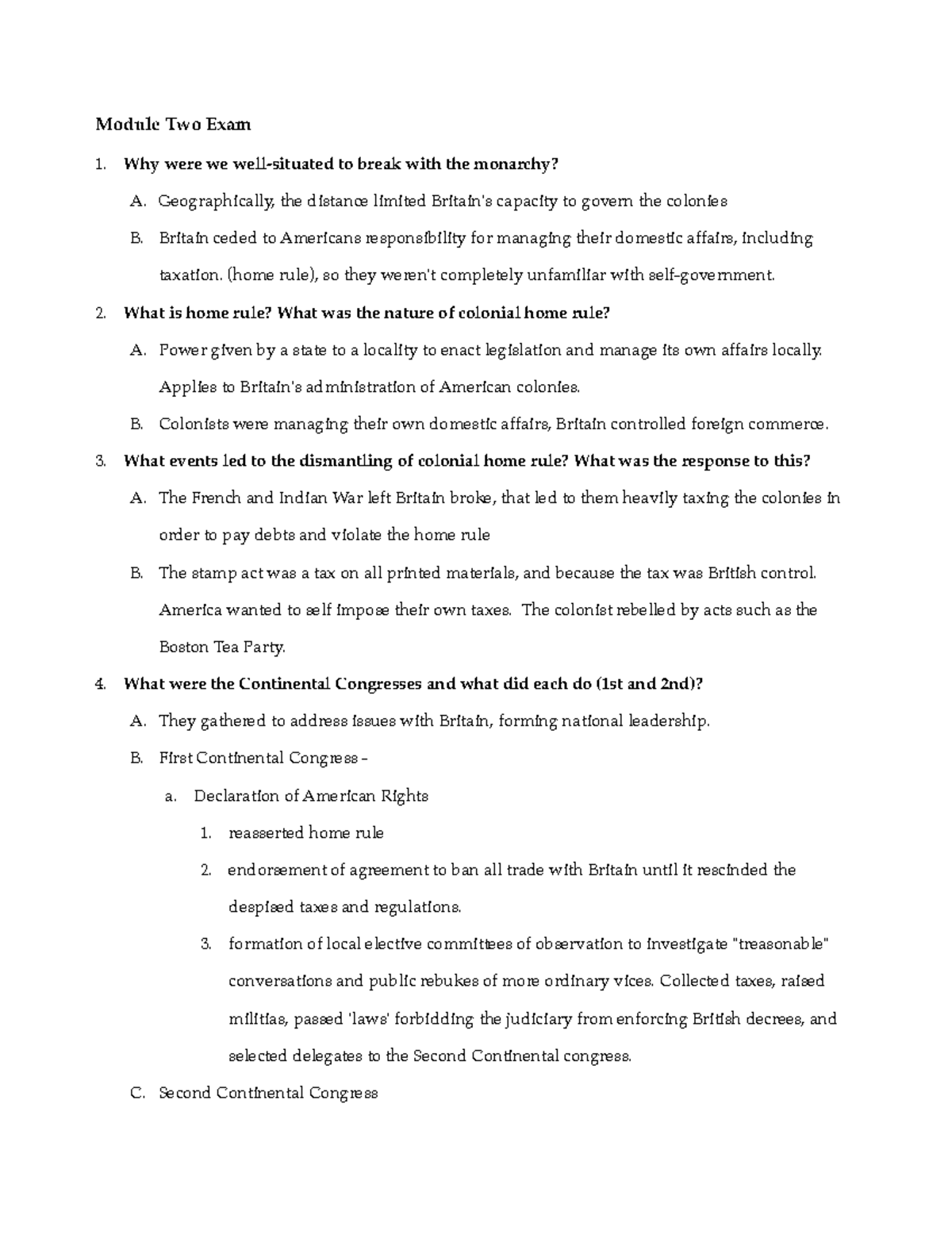 Study guide module two - Module Two Exam Why were we well-situated to ...