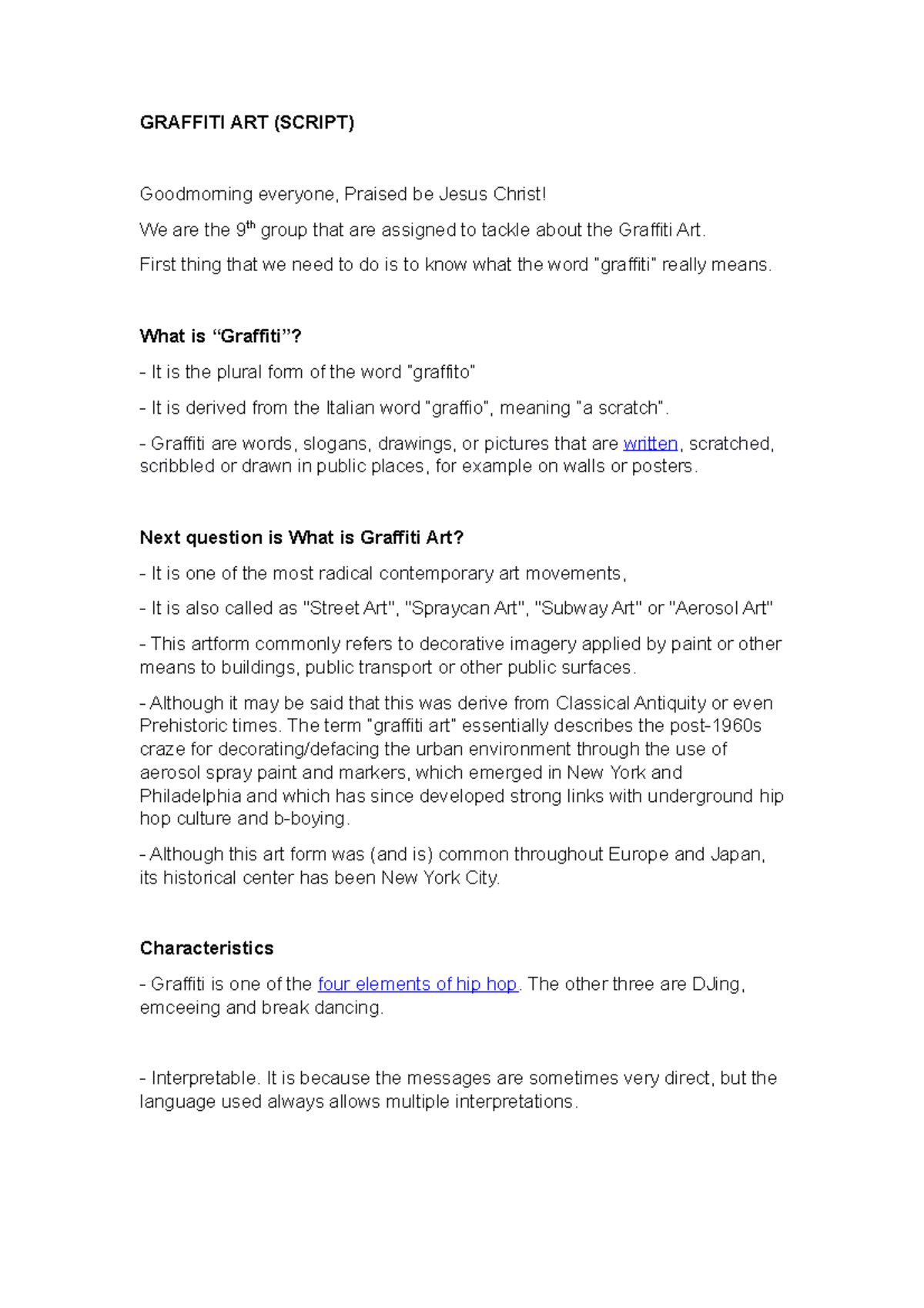 Graffiti-ART- Script - GRAFFITI ART (SCRIPT) Goodmorning everyone ...