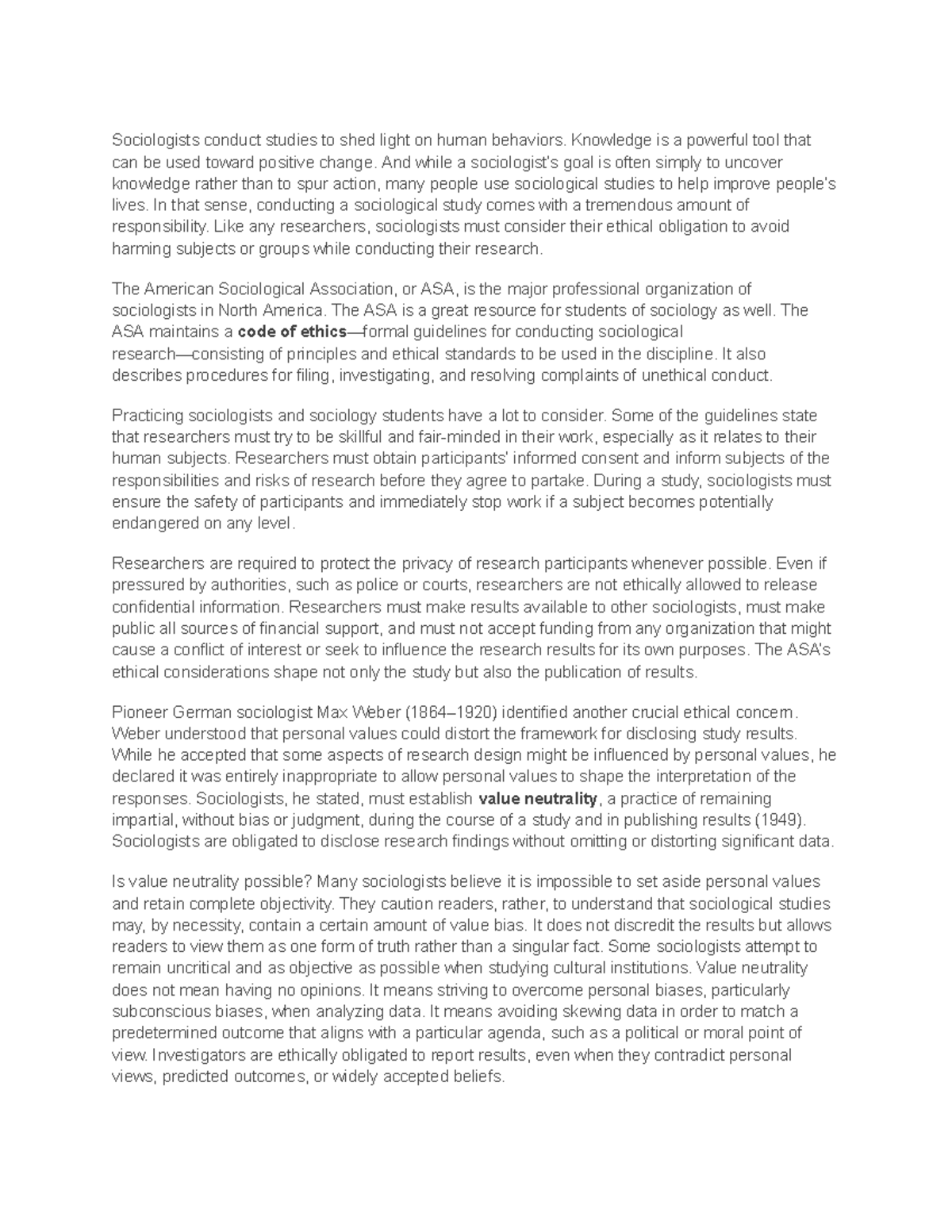 Ethical concerns in sociology - Sociologists conduct studies to shed ...