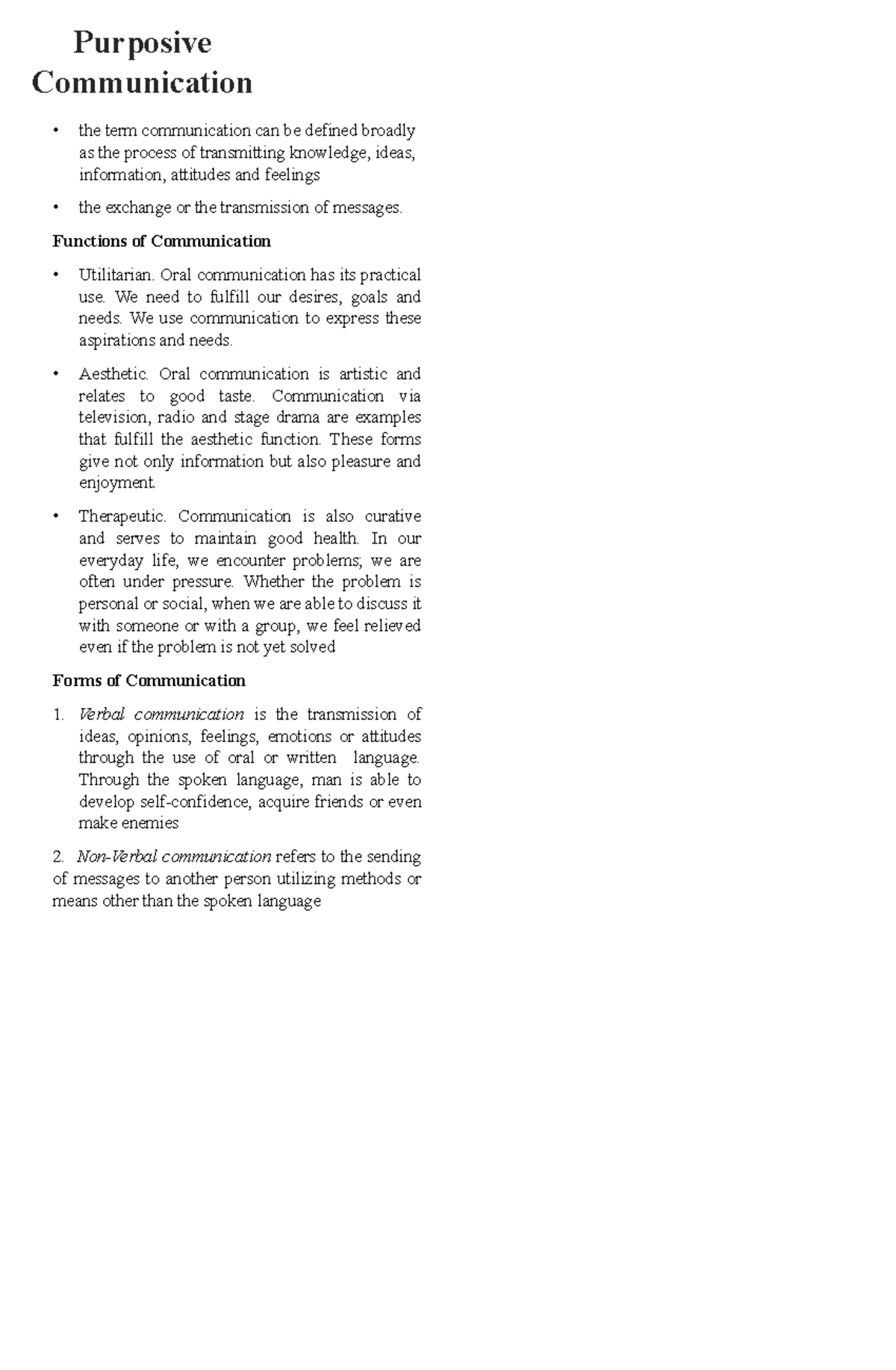 Purposive com - definition of terms - the term communication can be ...