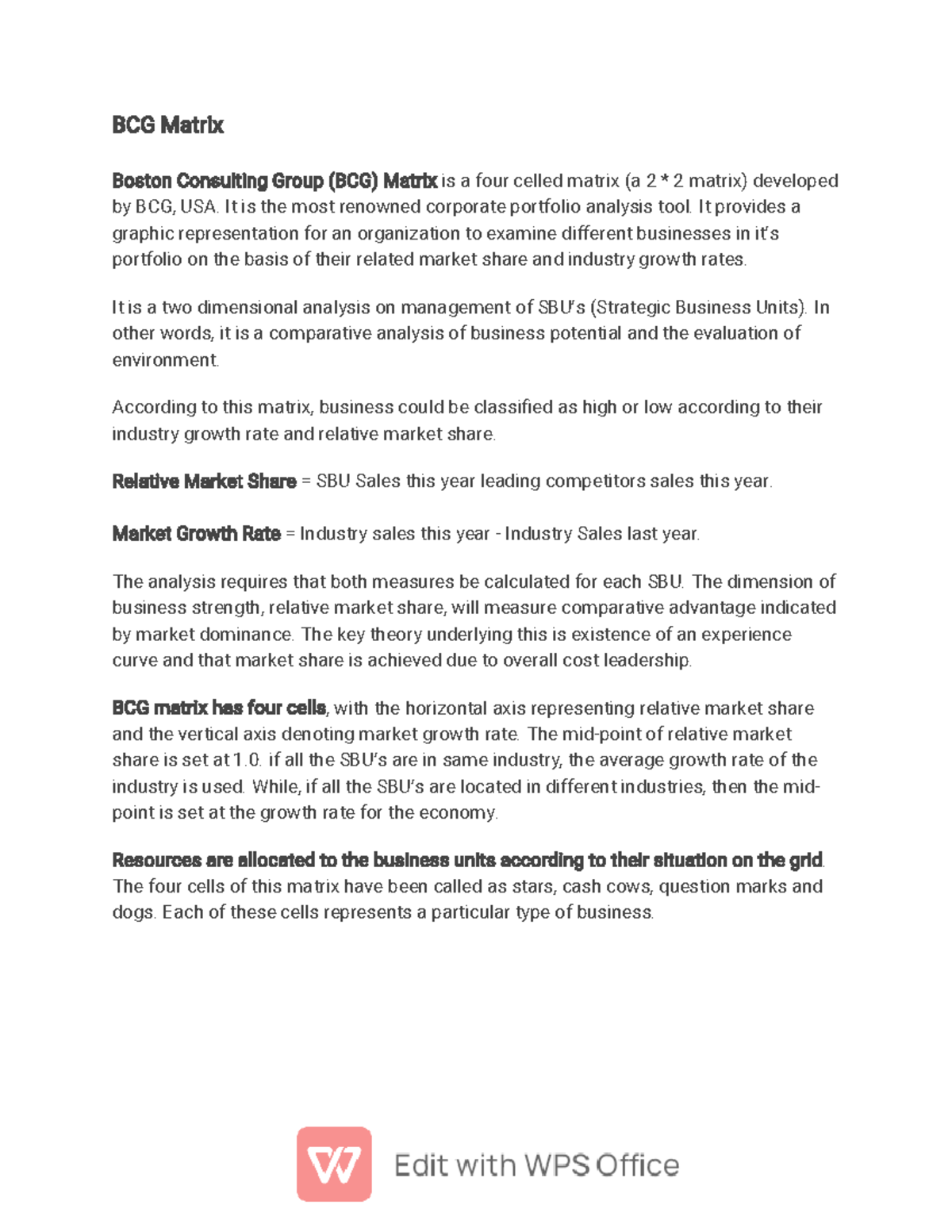 BCG Matrix n GE Matrix - All notes realted to this topic is available ...