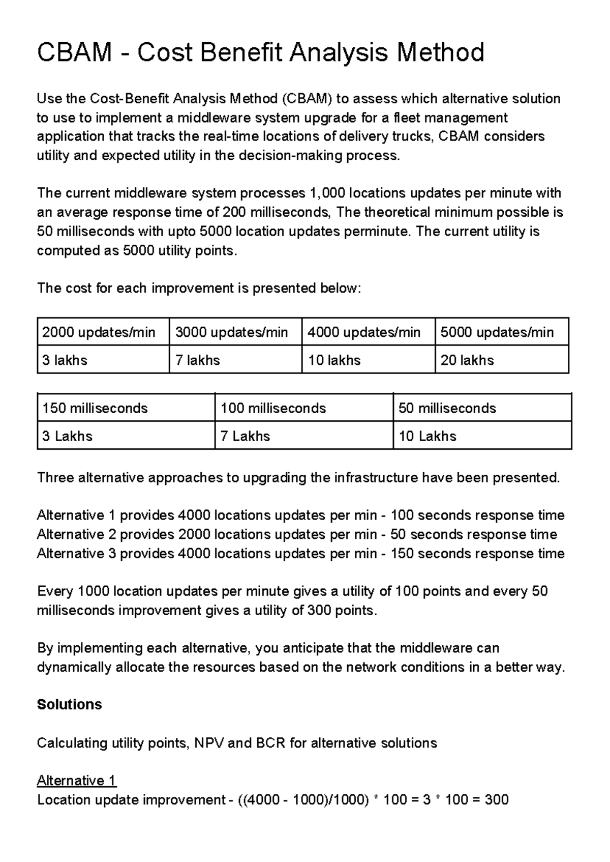 CBAM Cost Benefit Analysis Method The Current Middleware System