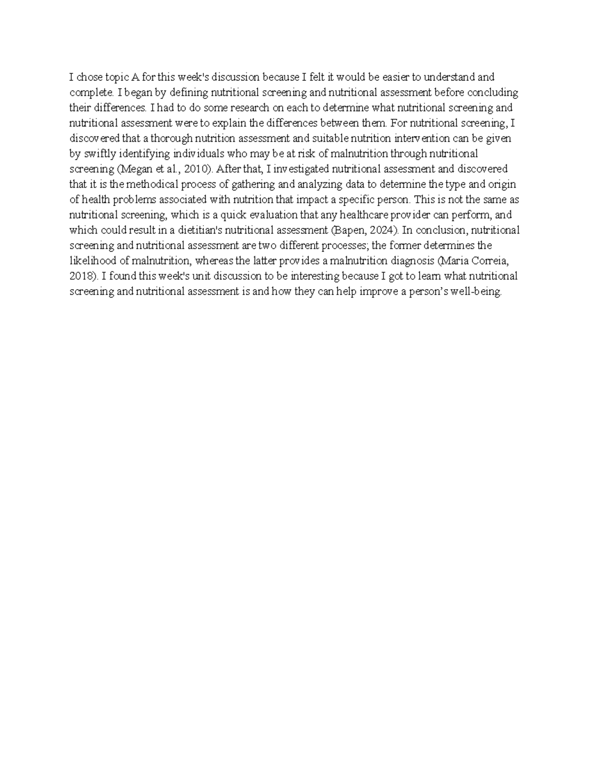 Unit 1 Discussion - I chose topic A for this week's discussion because ...