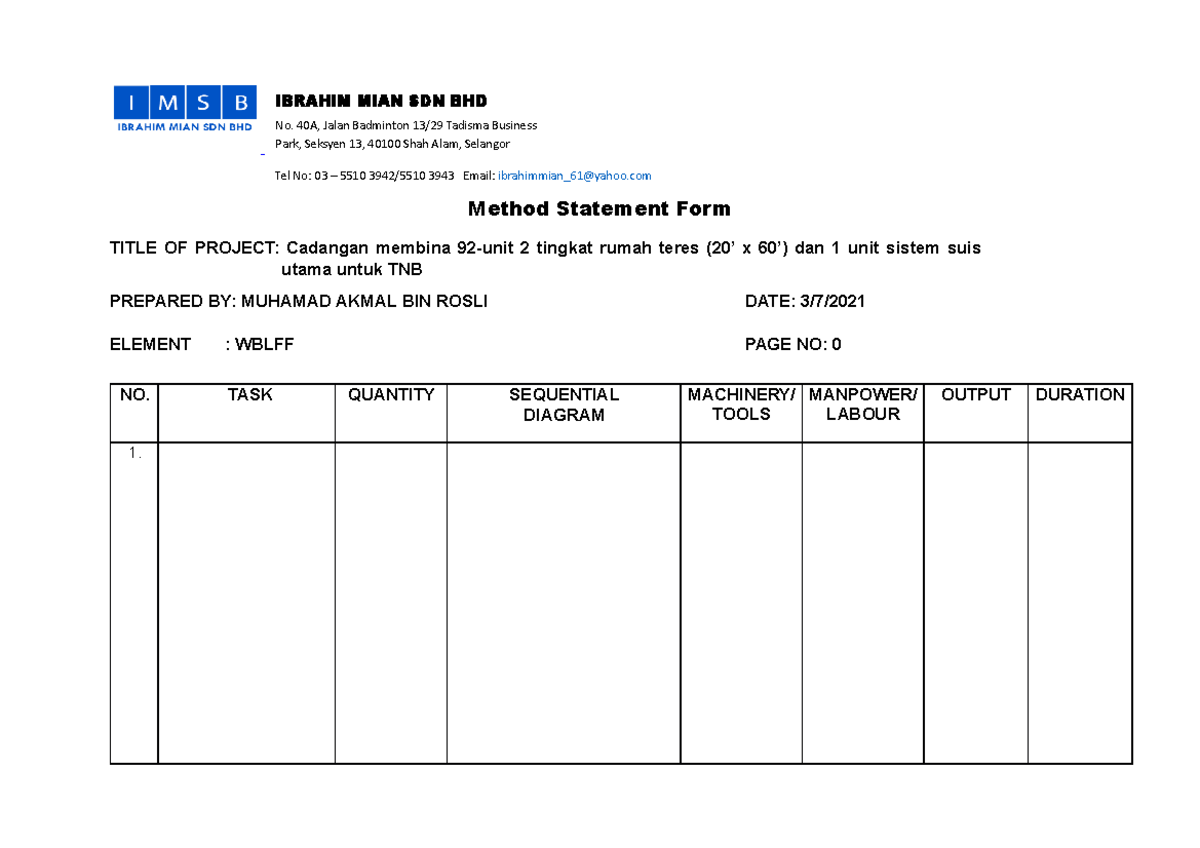 Method Statement dsgdgsfdsdgadahehrt reeryer twsddte - Method Statement ...