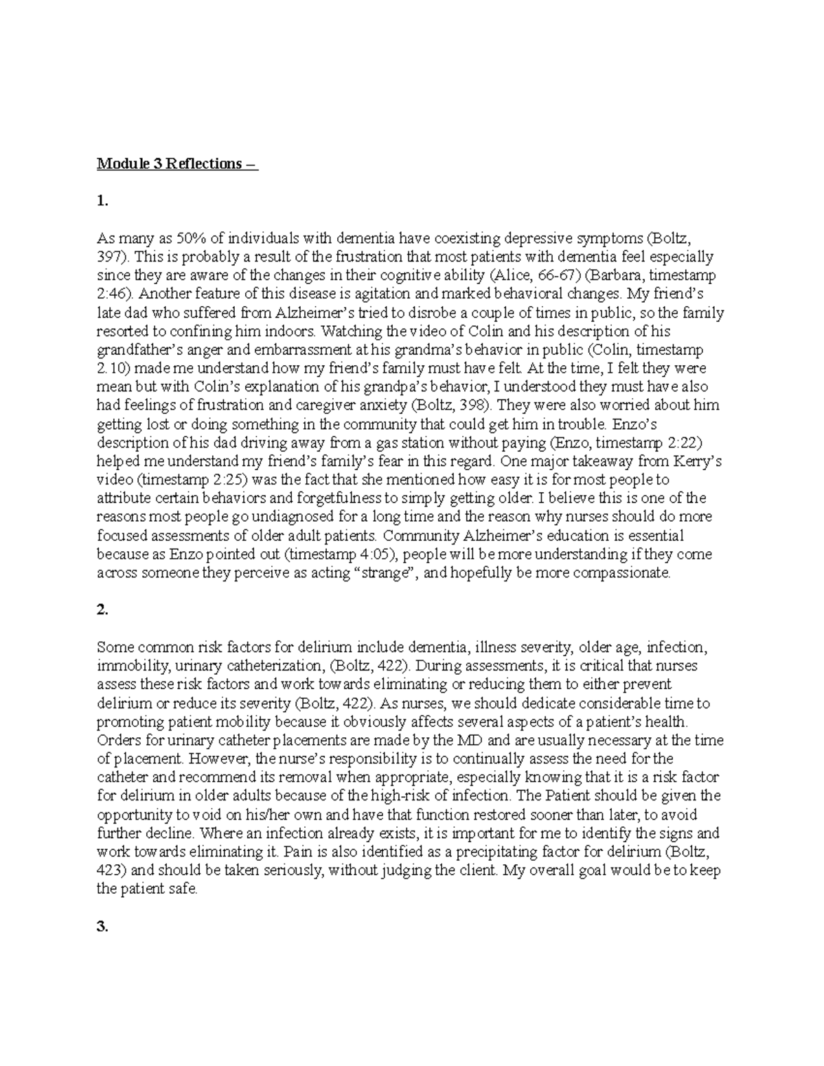 Module 3 Reflection - Module 3 Reflections – 1. As many as 50% of ...