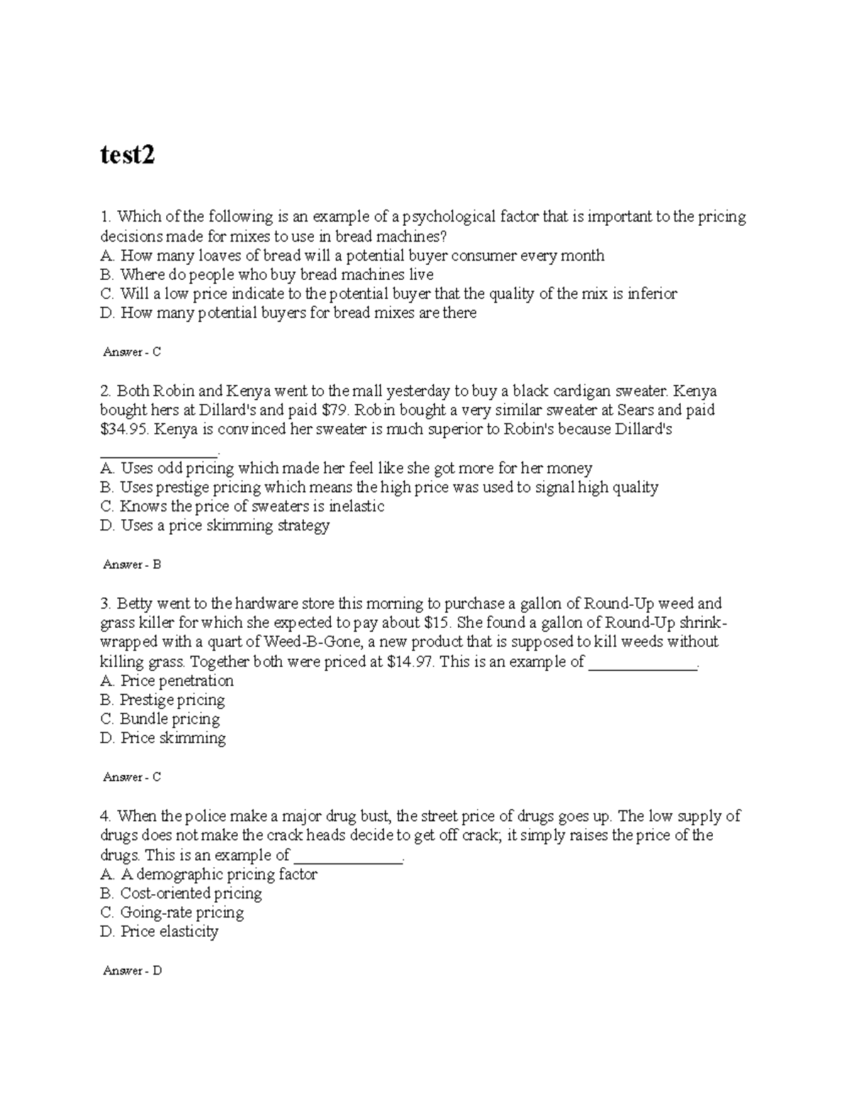 Sample questions 2 - test - Studocu