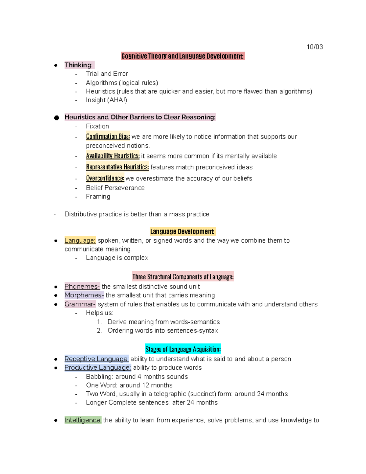 Gen.Psych 10 03 - Cognitive Theory and Language Development - 10/ Cognitive Theory and Language ...