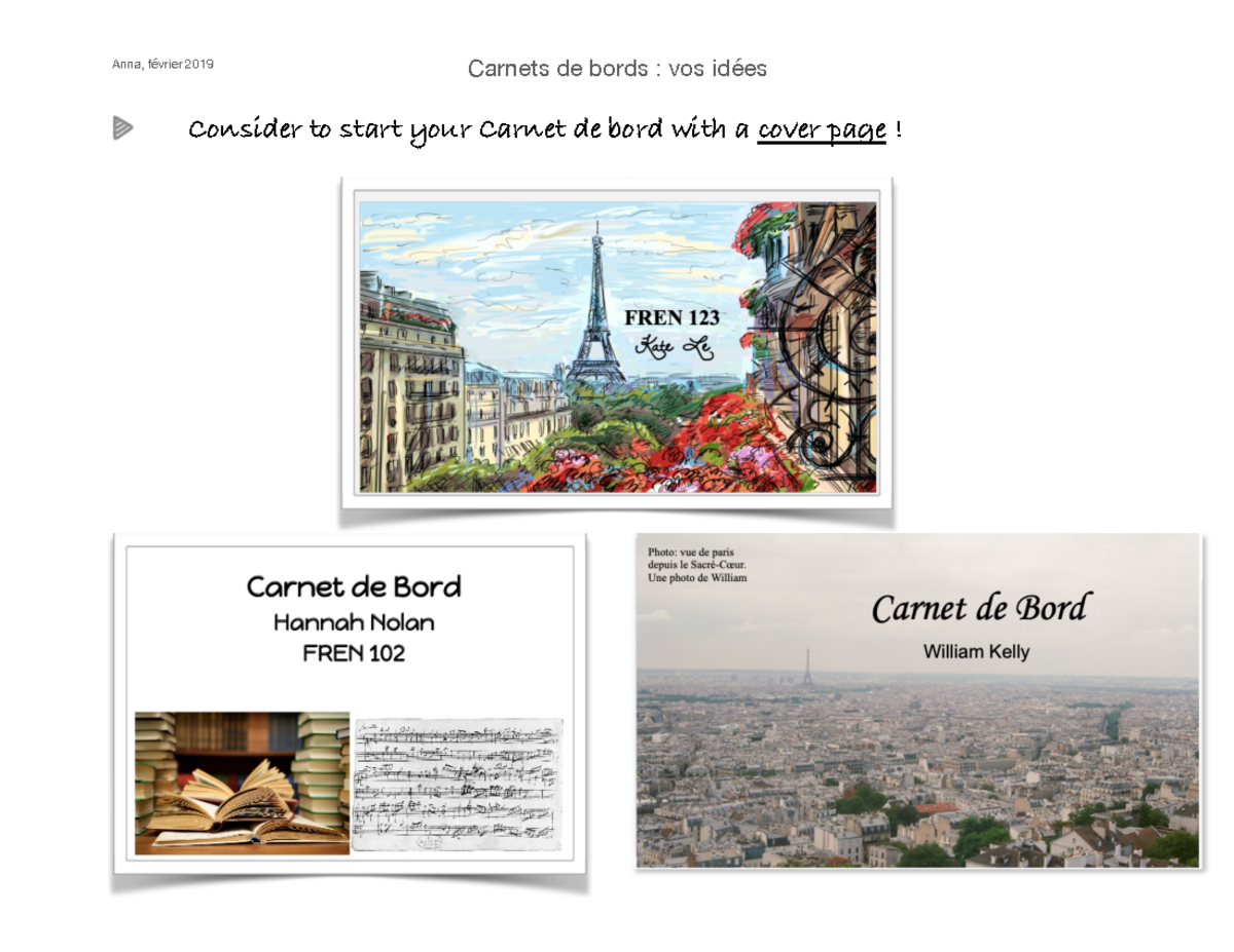 18W savoir-vivre examples - Consider to start your Carnet de bord with ...