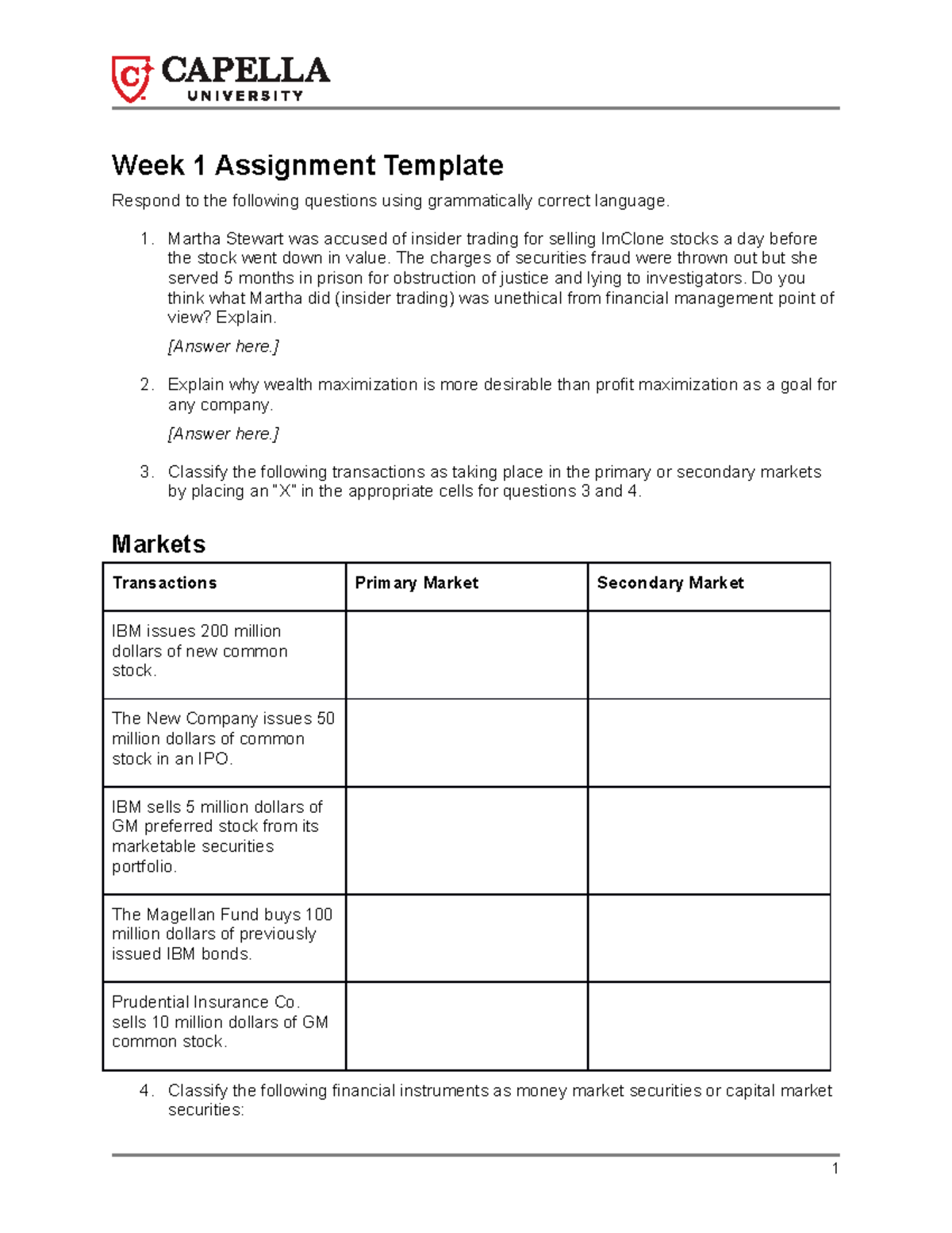 Cf assessment 1 template - Week 1 Assignment Template Respond to the ...