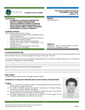 Session #17 SAS - TFN - STUDENT ACTIVITY SHEET Theoretical Foundations ...