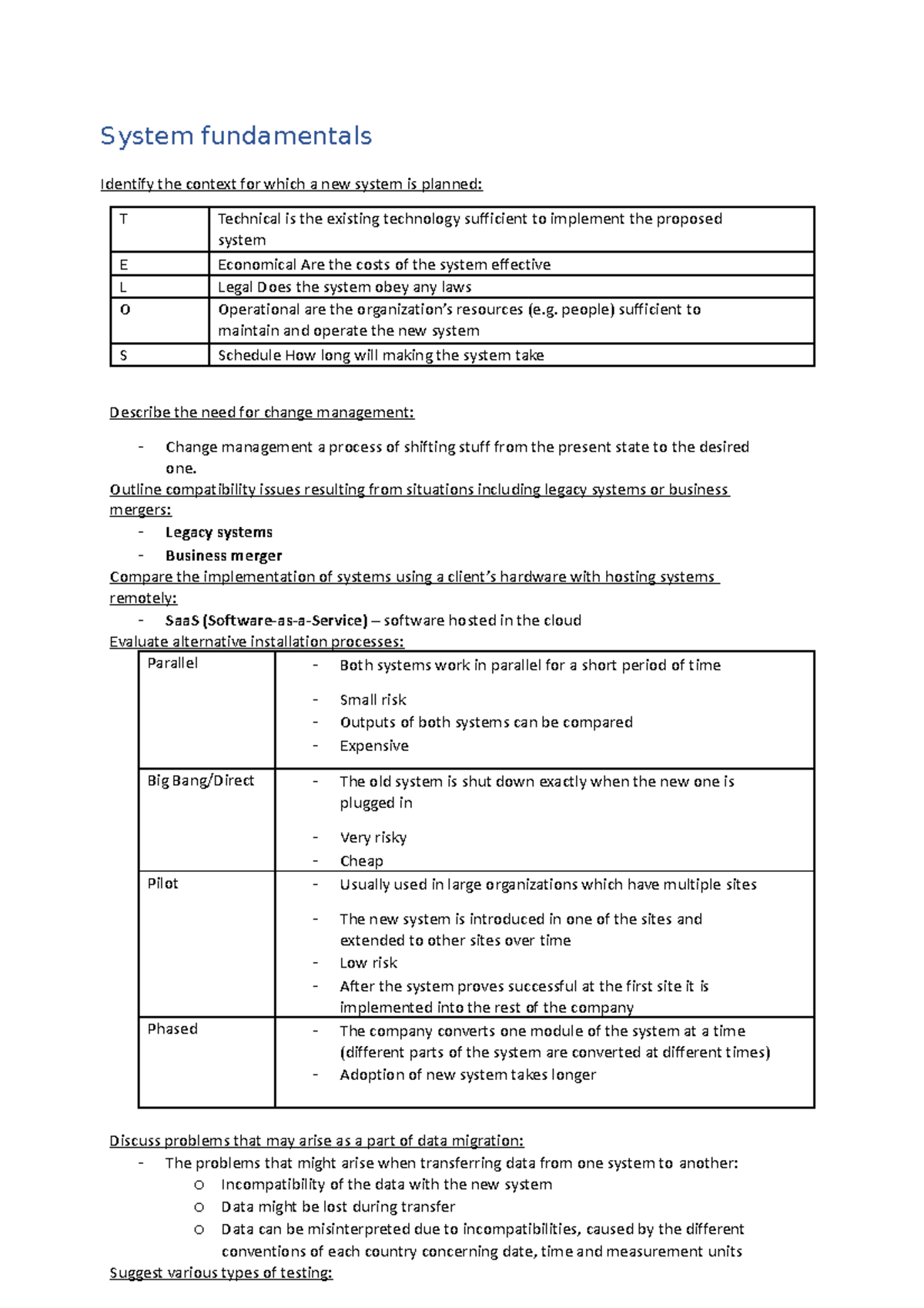 Paper 1 revision Theory - System fundamentals Identify the context for ...