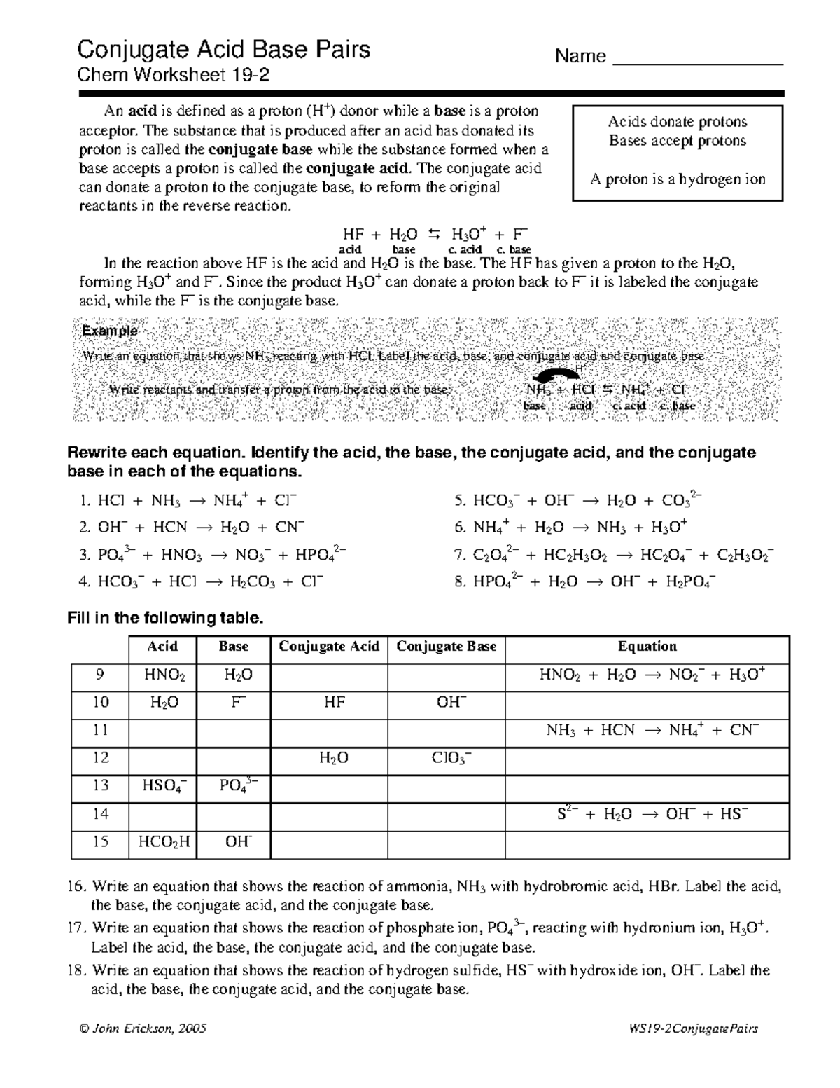 Conjugate Pairs WS - © John Erickson, 2005 WS19-2ConjugatePairs Example ...