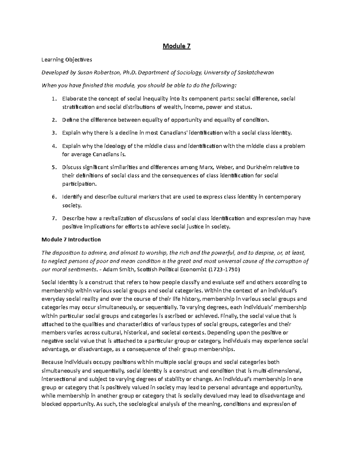 Module 7 - Module 7 Learning Objectives Developed by Susan Robertson ...