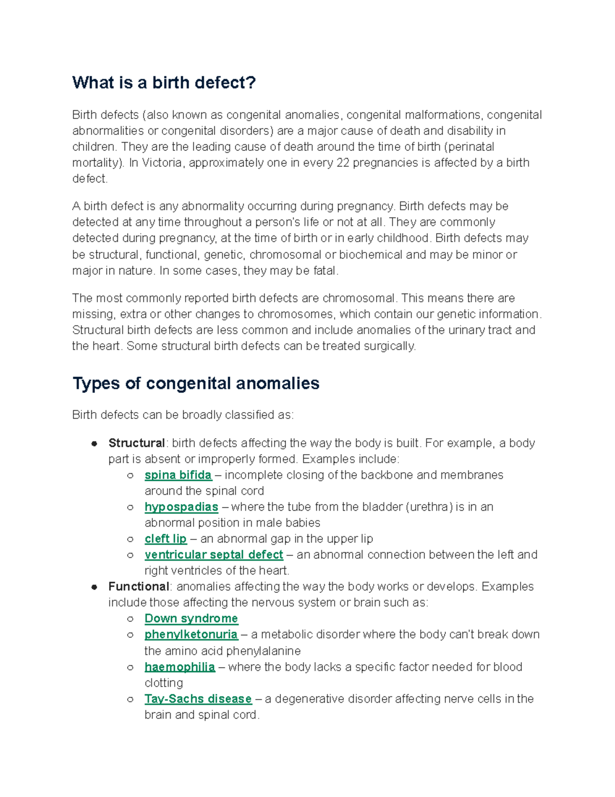 What is a birth defect-2 - What is a birth defect? Birth defects (also ...