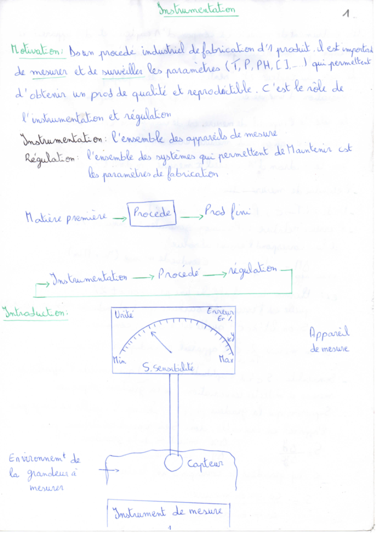 Cours 1 Capteurs et Instrumentation - Electronique - Studocu