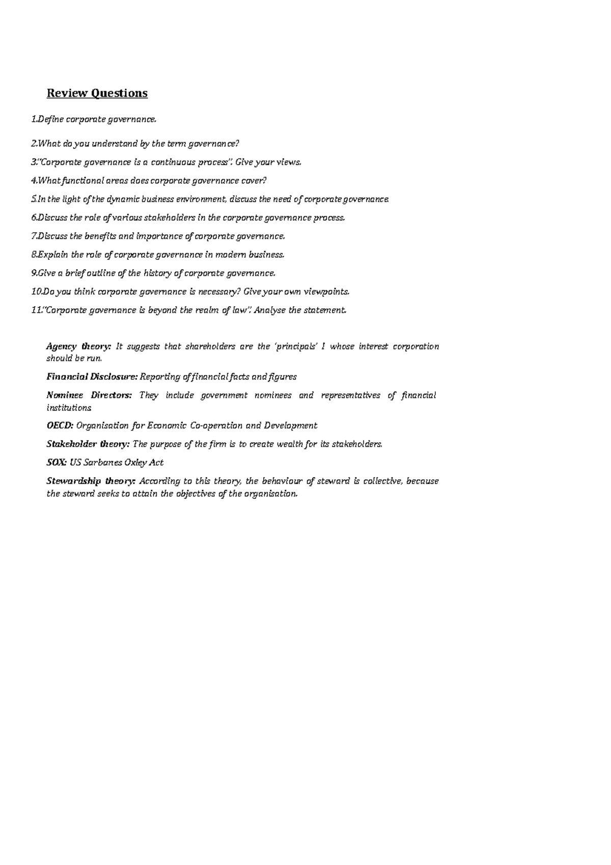 Corporate GOV. Revision Q&As-BCOM Advanced Taxation KCA - masters in ...