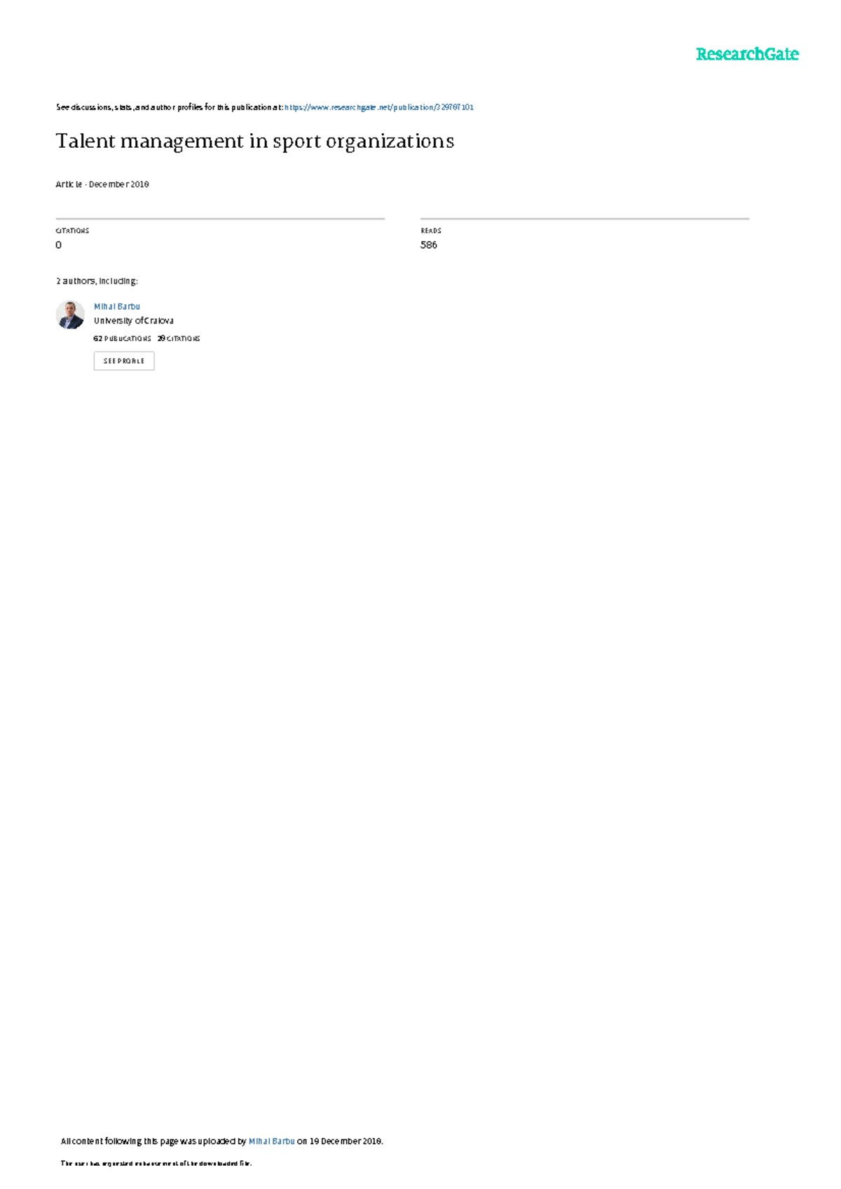 Talent Management In Sport Organizations - See discussions, stats, and ...