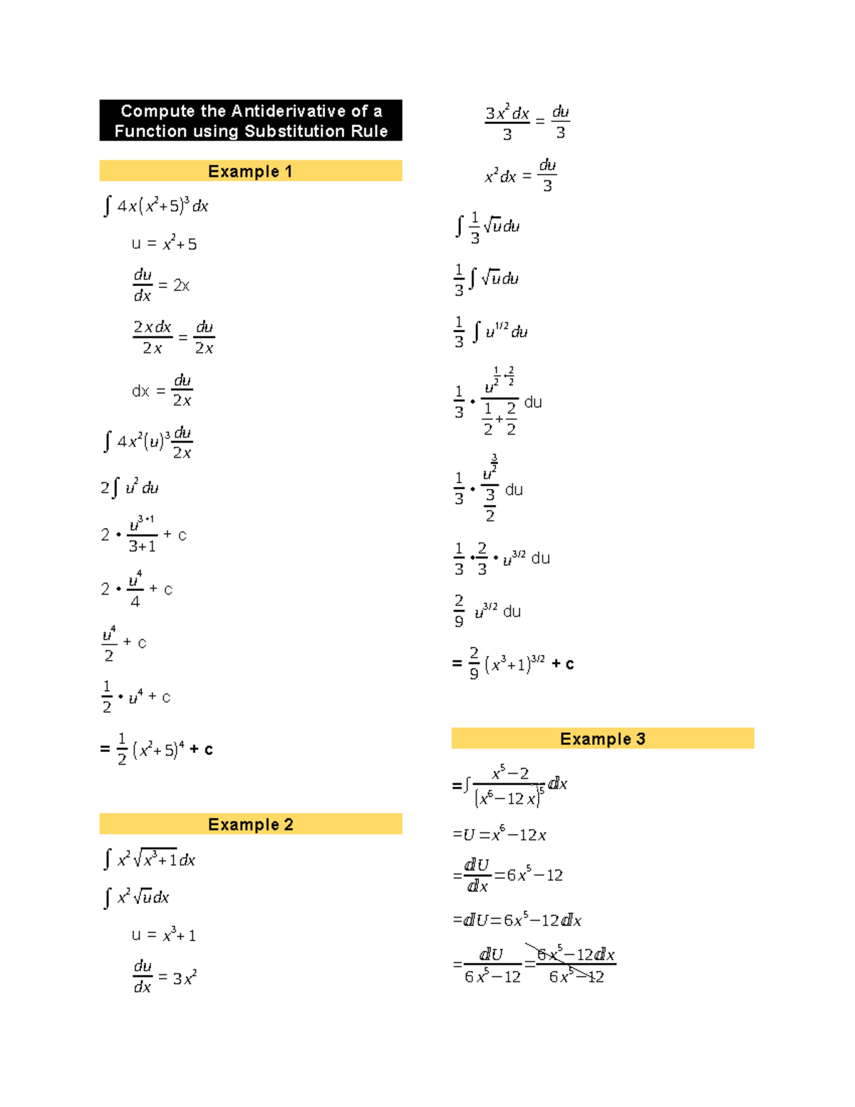 Antiderivative of a Function (Substitution Rule) aq - Compute the Antiderivative of a Function ...