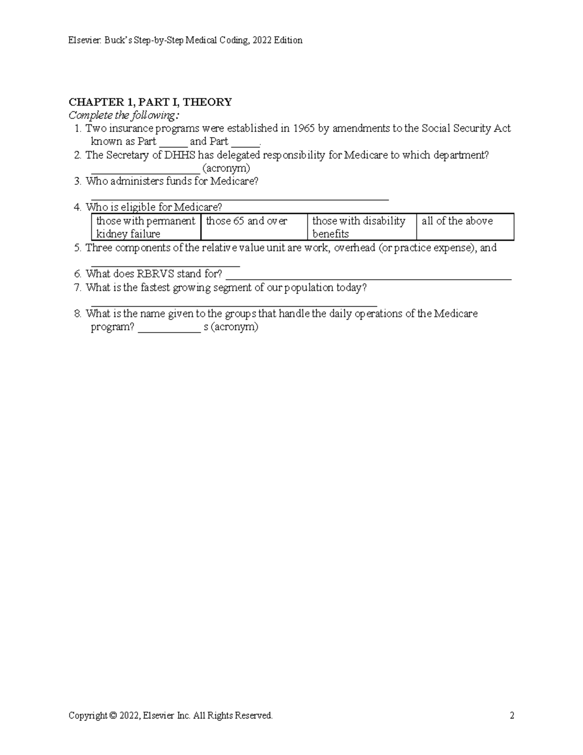 Ch. 1 Textbook Answer Key - Elsevier: Buckís Step-by-Step Medical ...