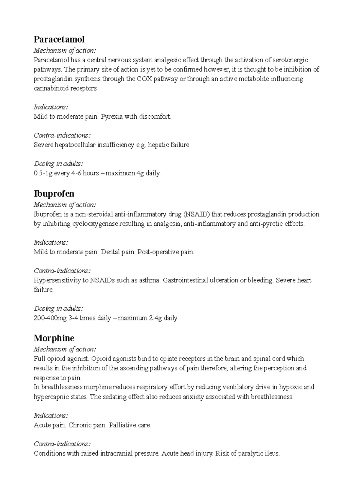 Medications for exam 2 - Fundamentals of Acute Nursing Practice - AUT ...
