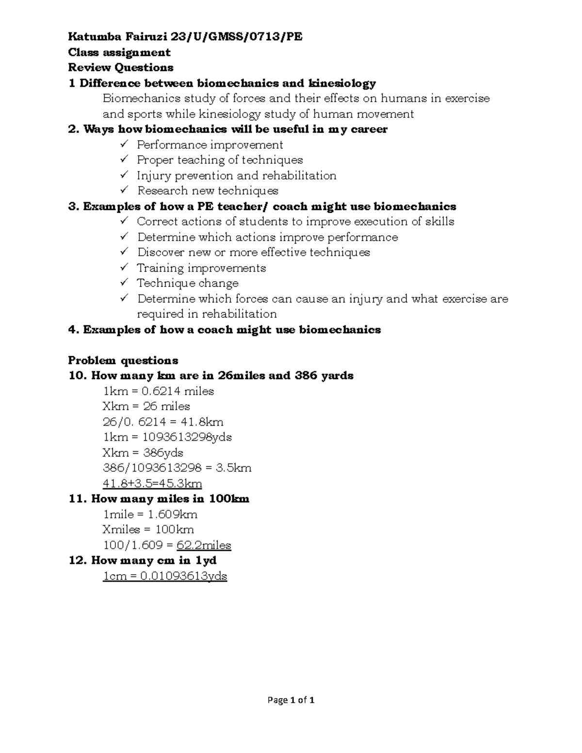 Kfairuzi Biomechanics - Page 1 of 1 Katumba Fairuzi 23/U/GMSS/0713/PE ...