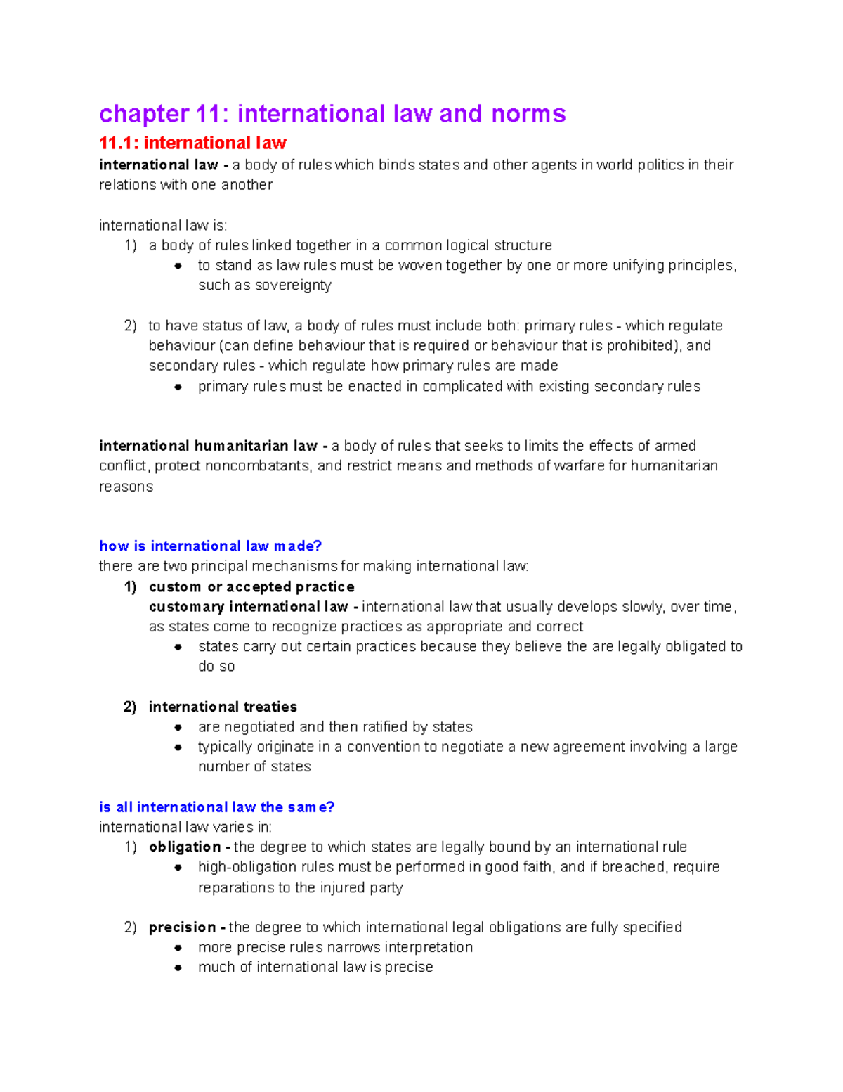 Chapter 11 international law and norms - chapter 11: international law ...