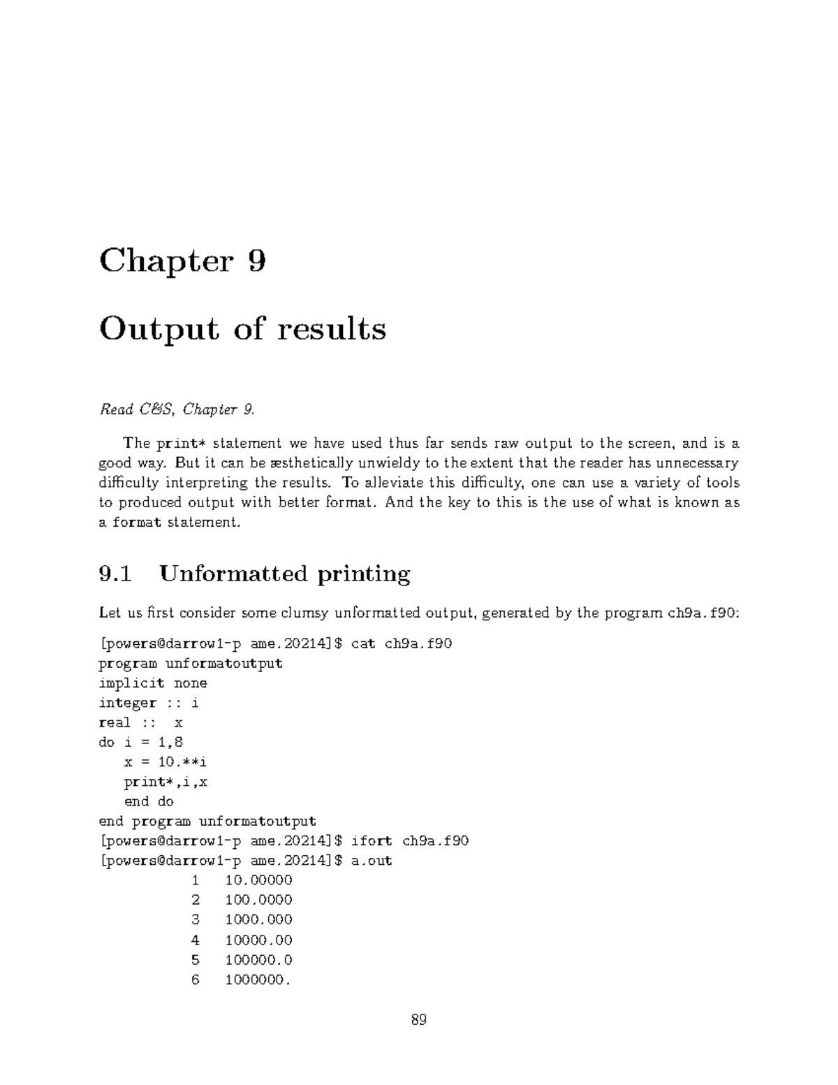Output of results details - Chapter 9 Output of results Read C&S ...