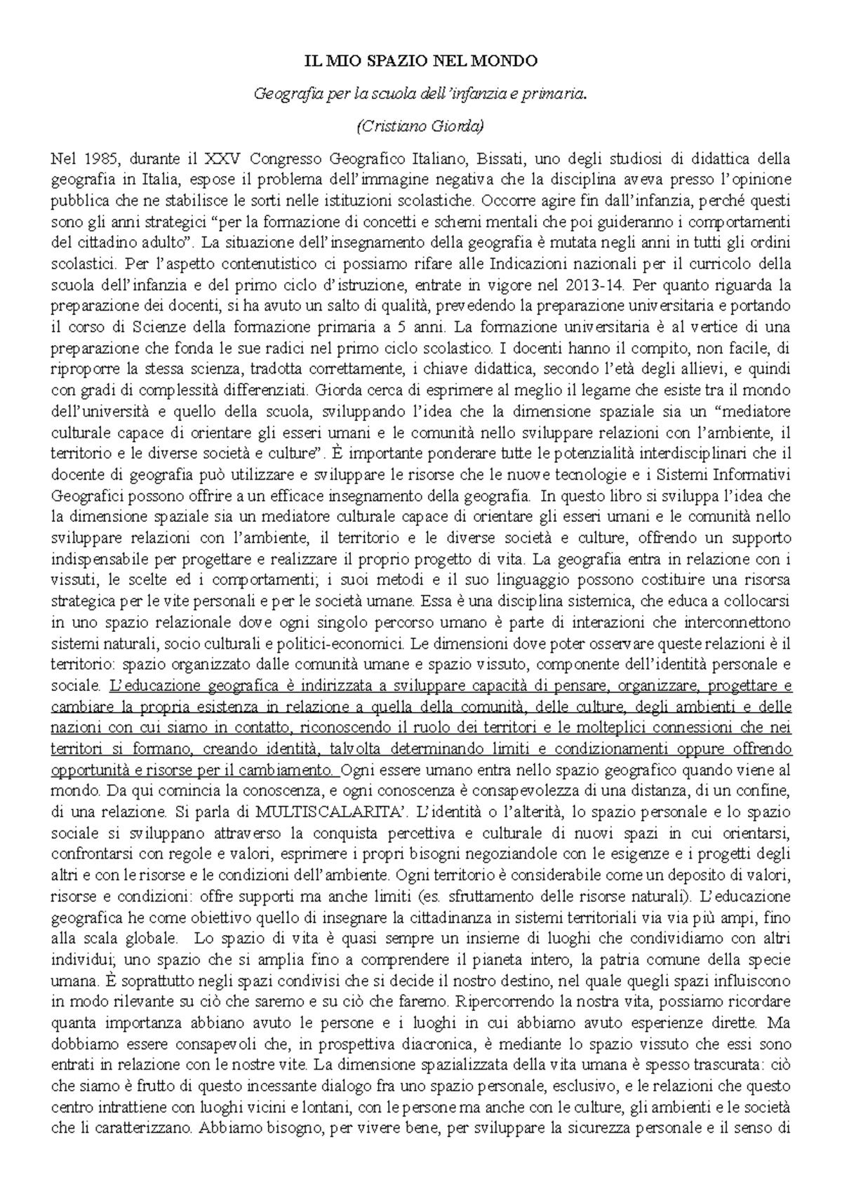 IL MIO Spazio NEL Mondo - IL MIO SPAZIO NEL MONDO Geografia per la ...