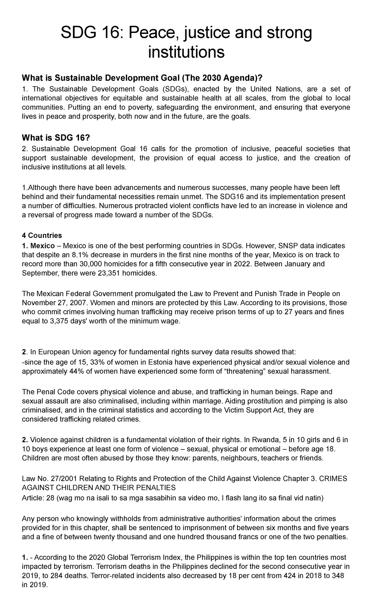 SDG 16 - informations about sdg 16 and certain countries - SDG 16 ...