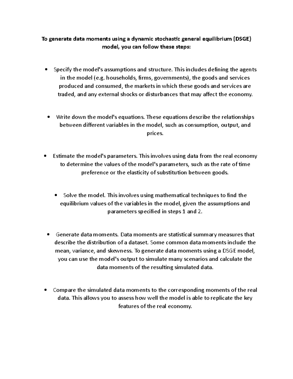 Document 89 How To Generate Data Moments Using A Dynamic Stochastic