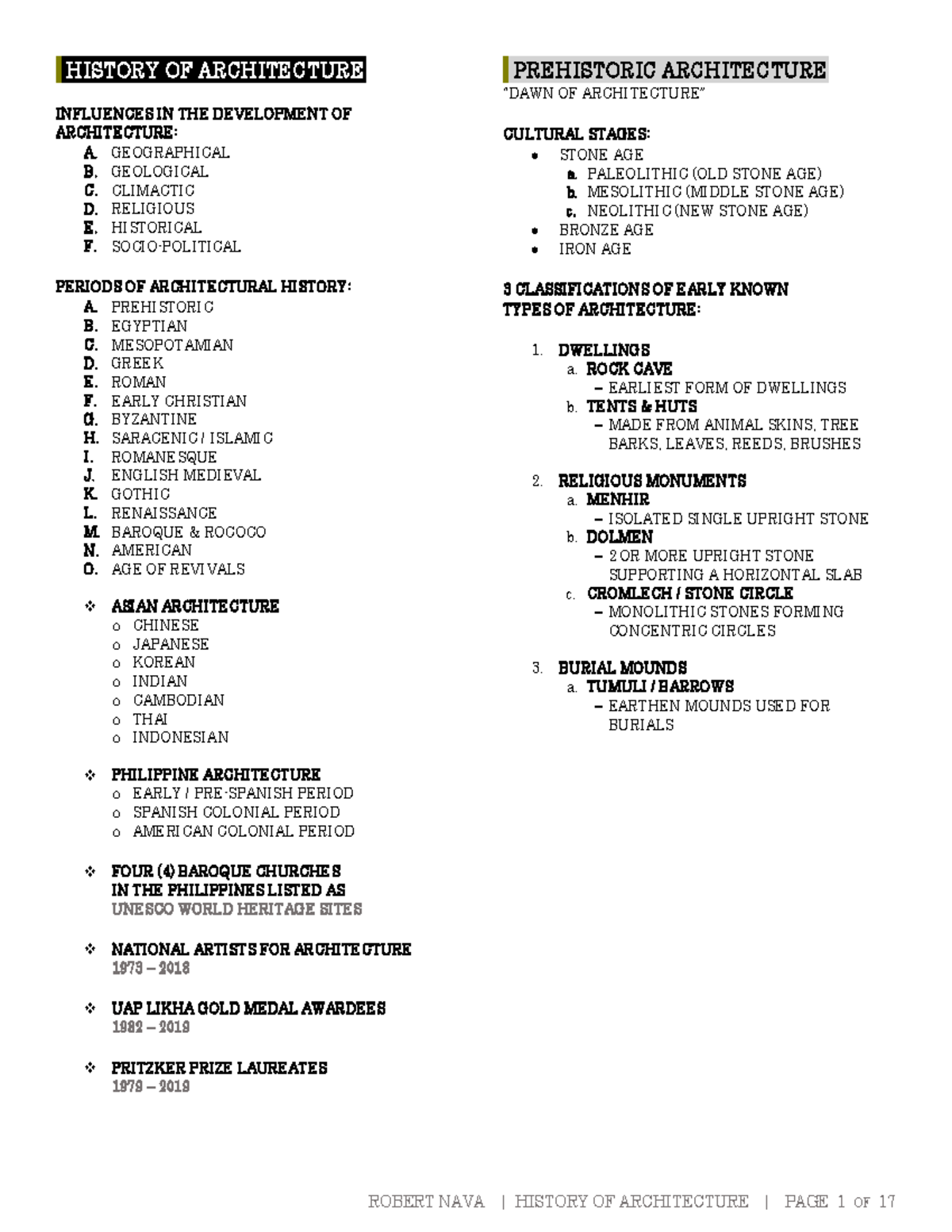 History OF Architecture ALE Reviewer - HISTORY OF ARCHITECTURE ...