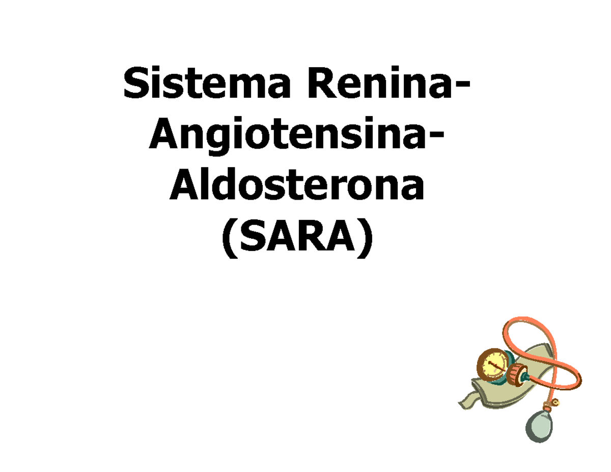 Farmacologia DEL SRAA - farmaco - Sistema Renina- Angiotensina- Aldosterona (SARA) Contenido ...