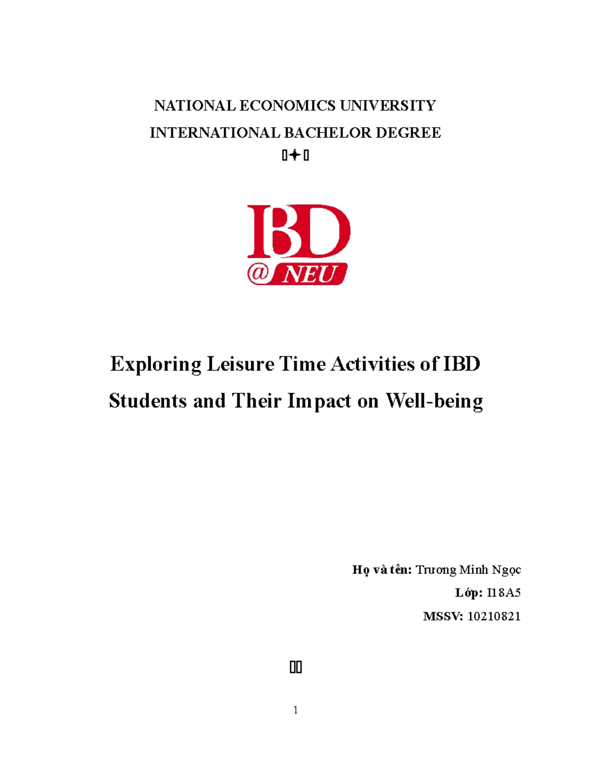 Truong Minh Ngoc final - rtuy - NATIONAL ECONOMICS UNIVERSITY INTERNATIONAL BACHELOR DEGREE ...