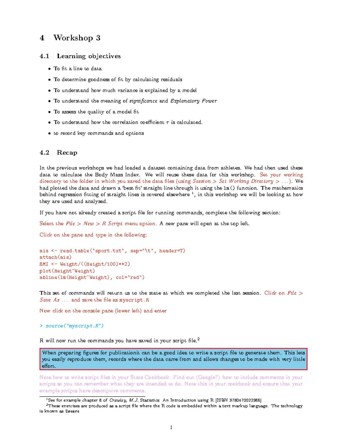 R Workshop 3 Information On Working With The Statistical Programming