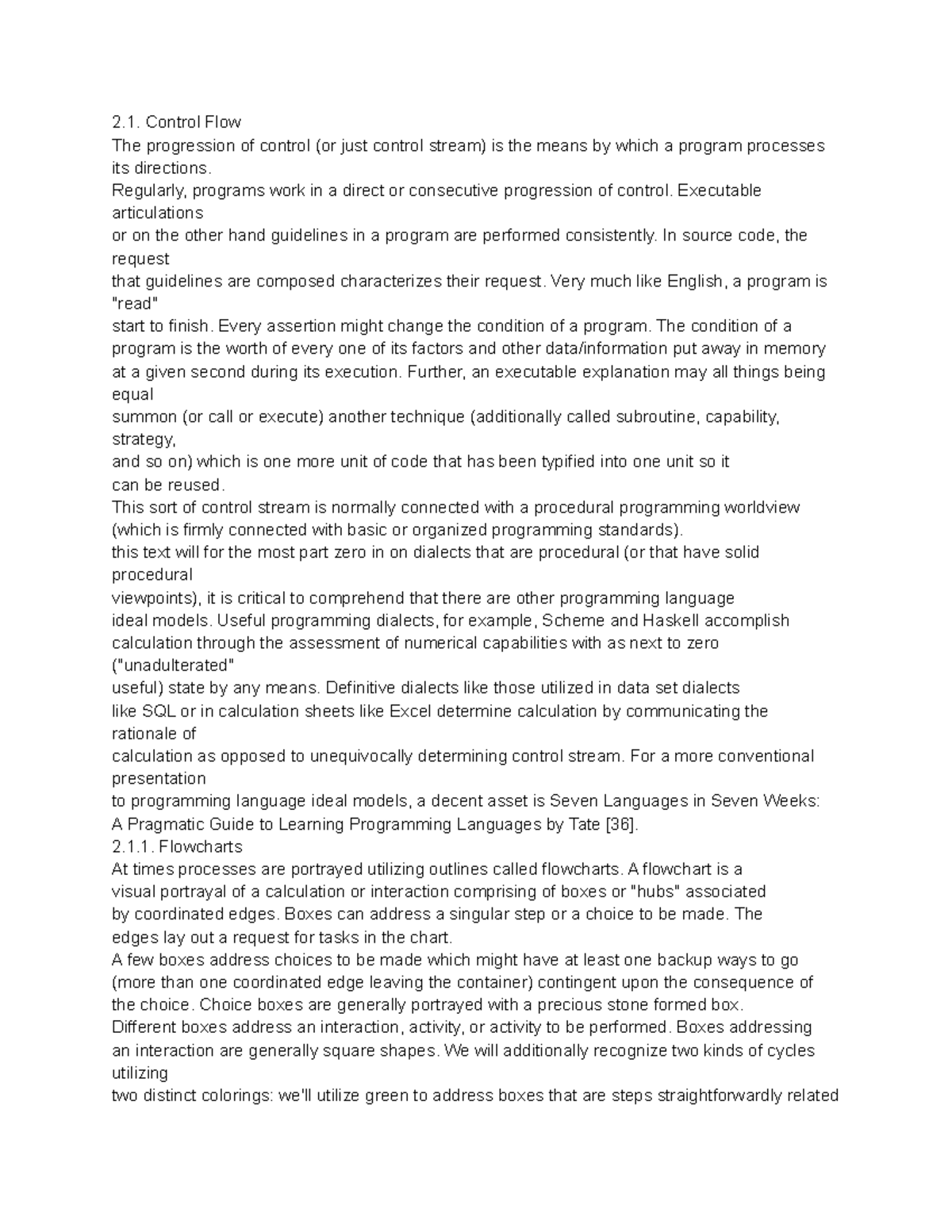 Intro to computer science chpt 2 - Control Flow The progression of control (or just control ...