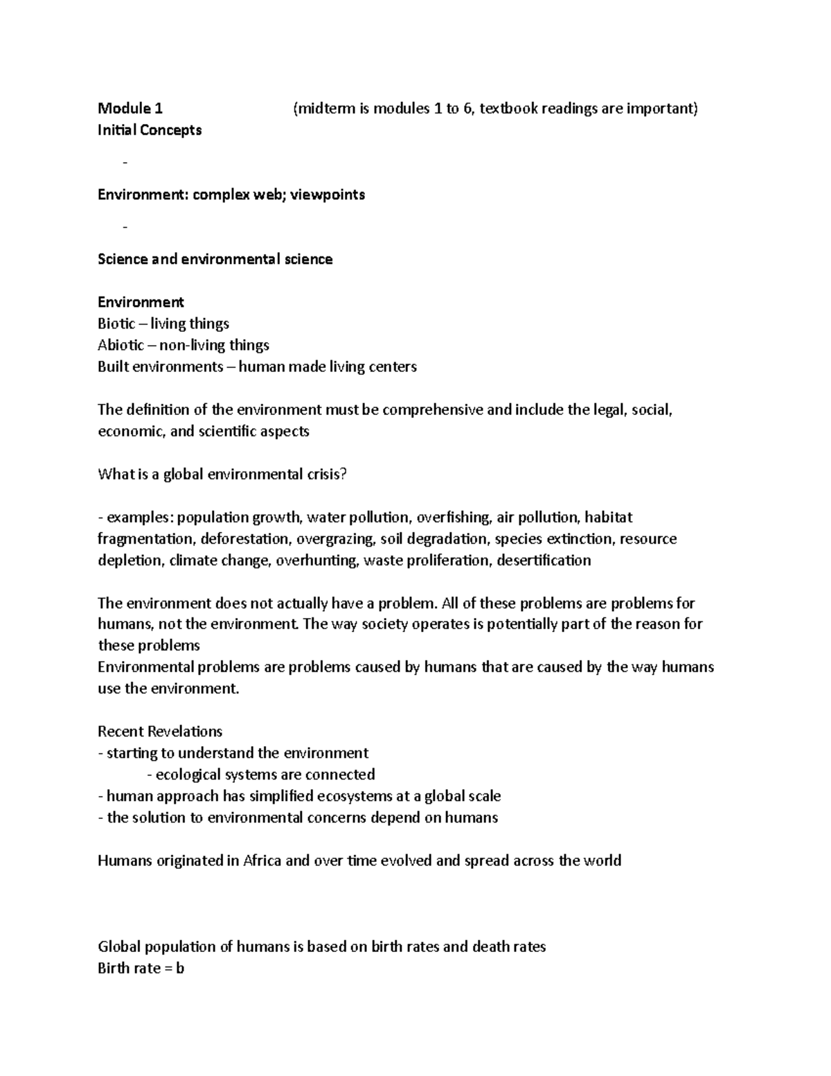 Geography notes - Module 1 (midterm is modules 1 to 6, textbook ...