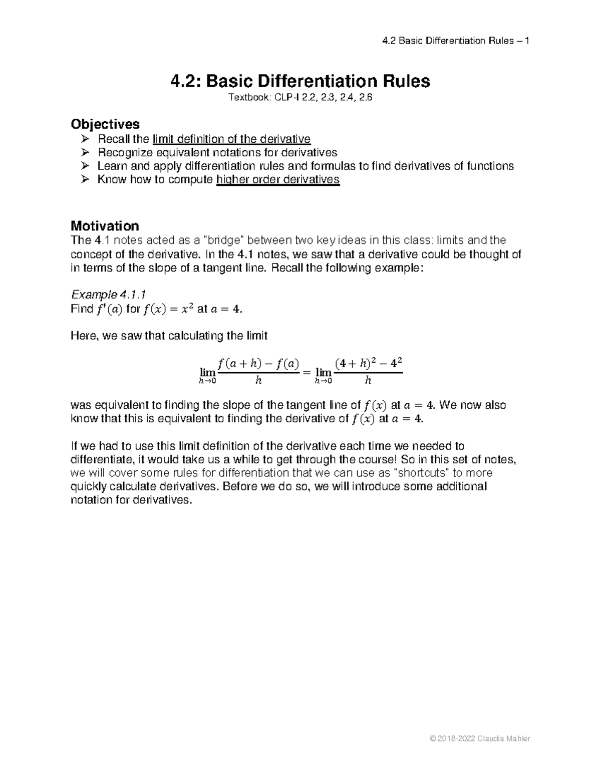 4.2 Basic Differentiation Rules - 4: Basic Differentiation Rules ...