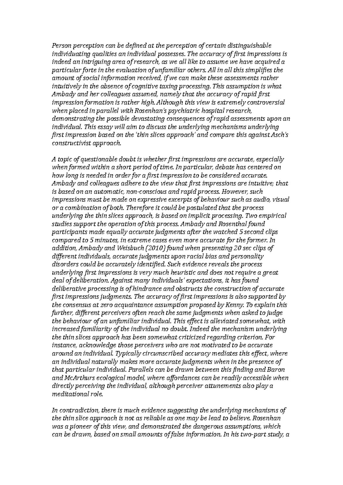 Sample/practice exam 2014, questions and answers - Person perception ...