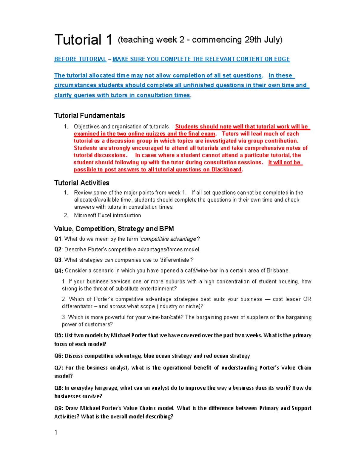 BISM1201 Tutorial 1 2019-Student - Tutorial 1 (teaching week 2 ...