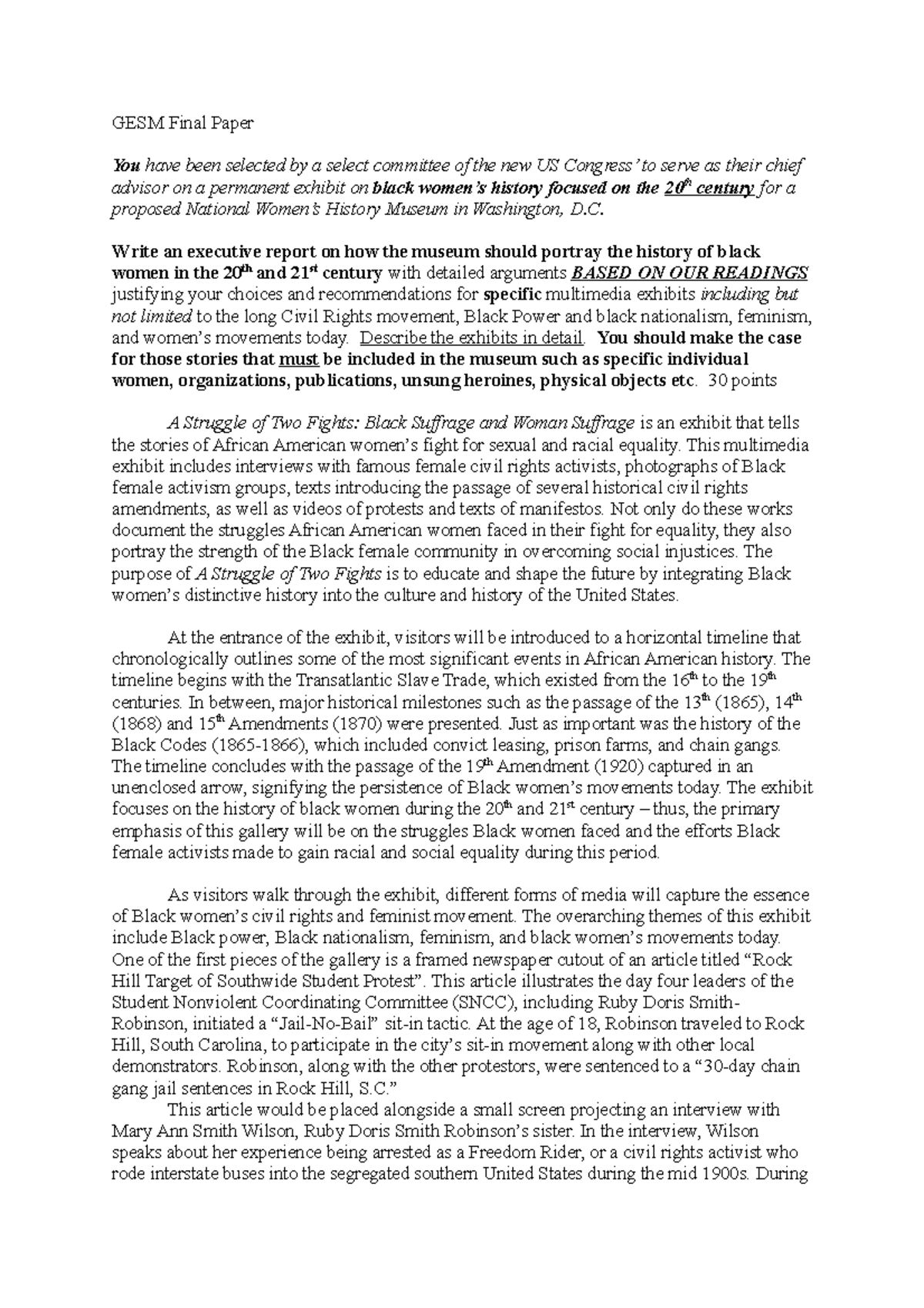 GESM Final Paper - GESM Final Paper You have been selected by a select ...