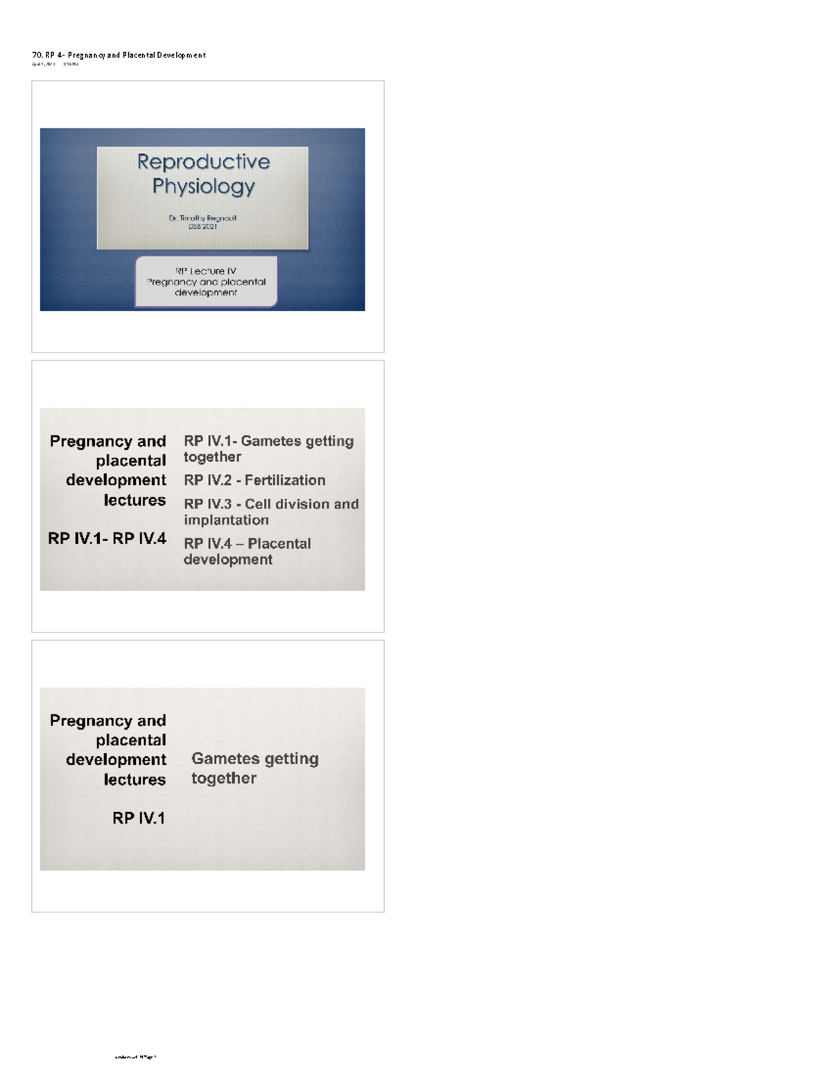 Reproductive System - 70. RP 4 - Pregnancy and Placental Development ...